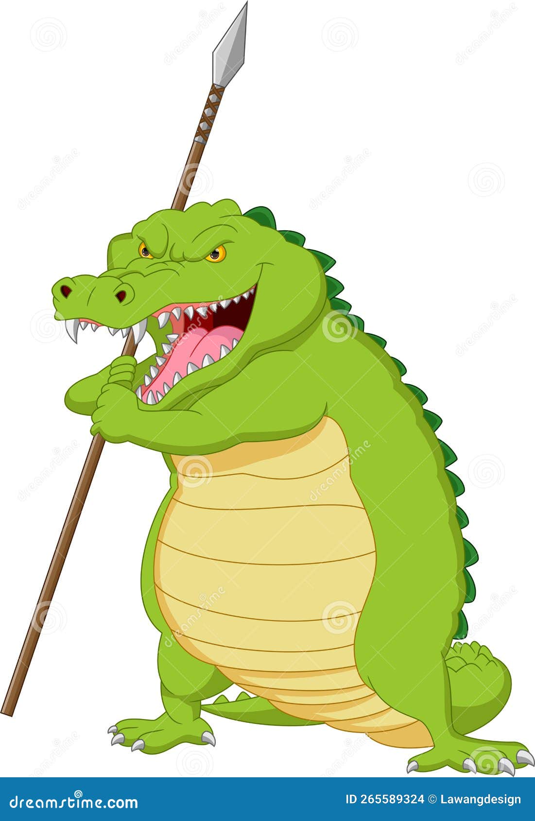 Angry Crocodile Cartoon Holding A Spear Vector Illustration ...