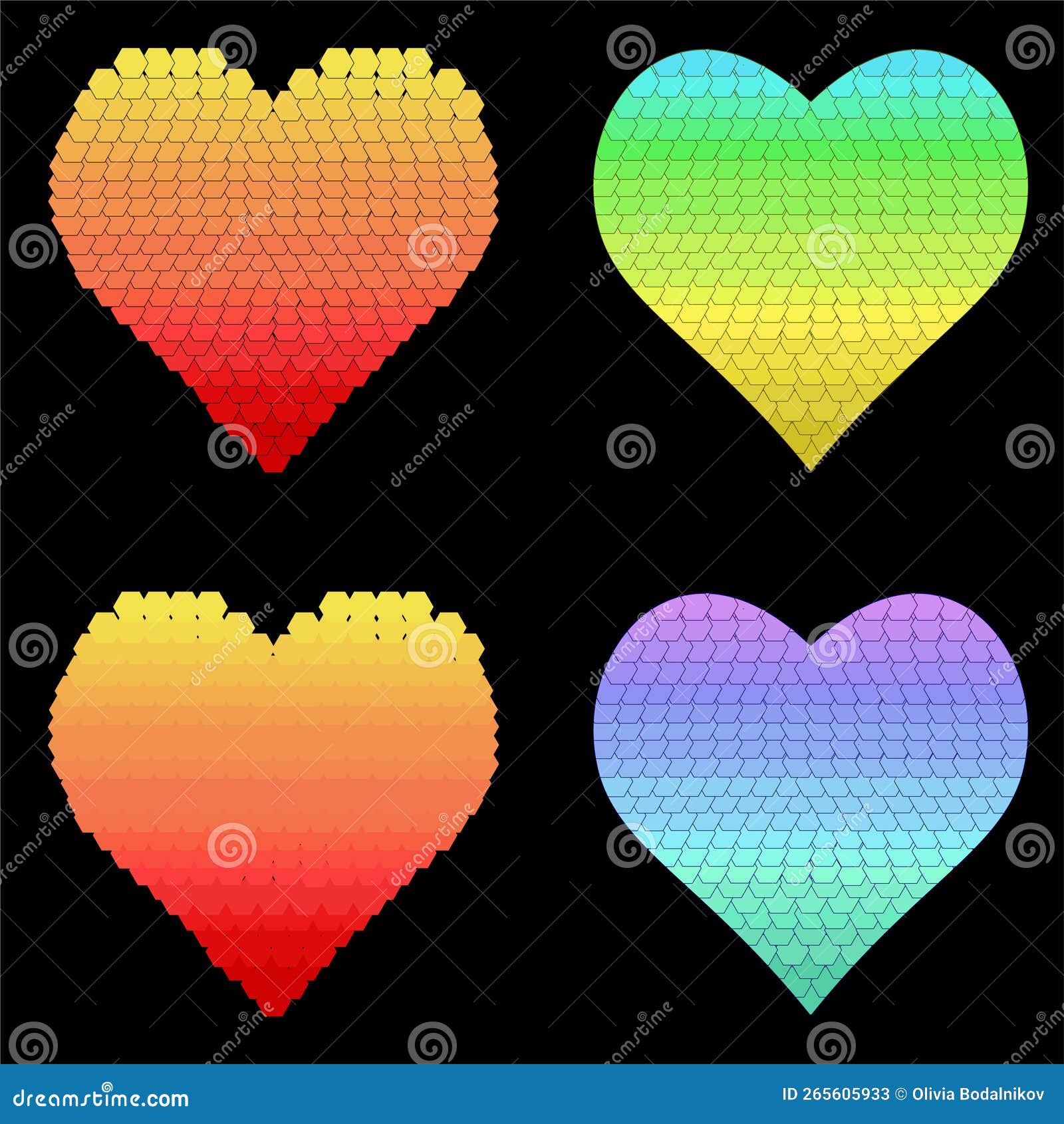 Pixel Hexagon Colorful Heart for Valentinas Day. Stock Vector ...