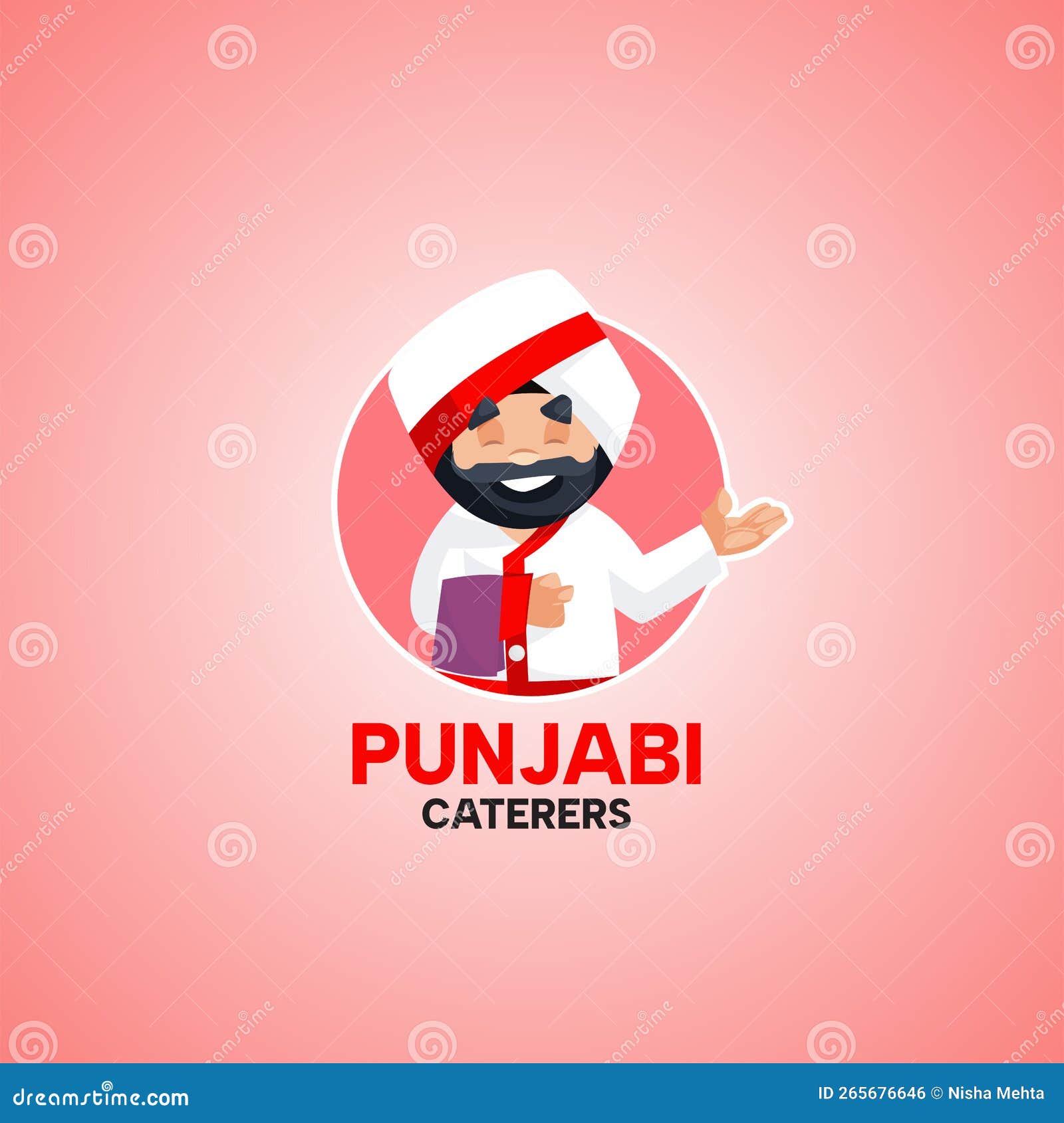 Punjabi Caterers Indian Vector Mascot Logo Stock Vector - Illustration ...