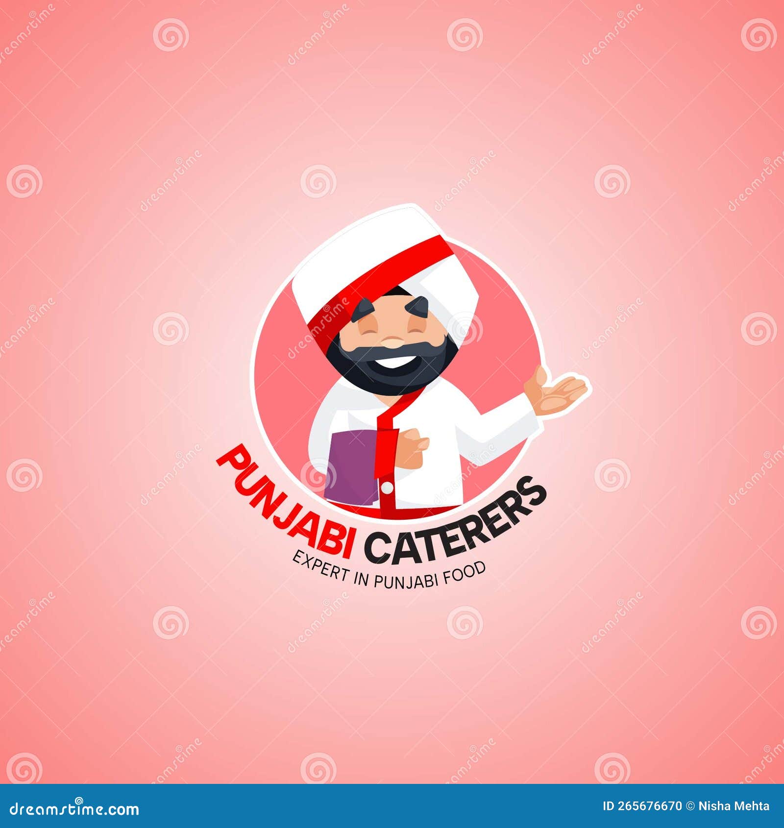 Punjabi Caterers Indian Vector Mascot Logo | CartoonDealer.com #265676646