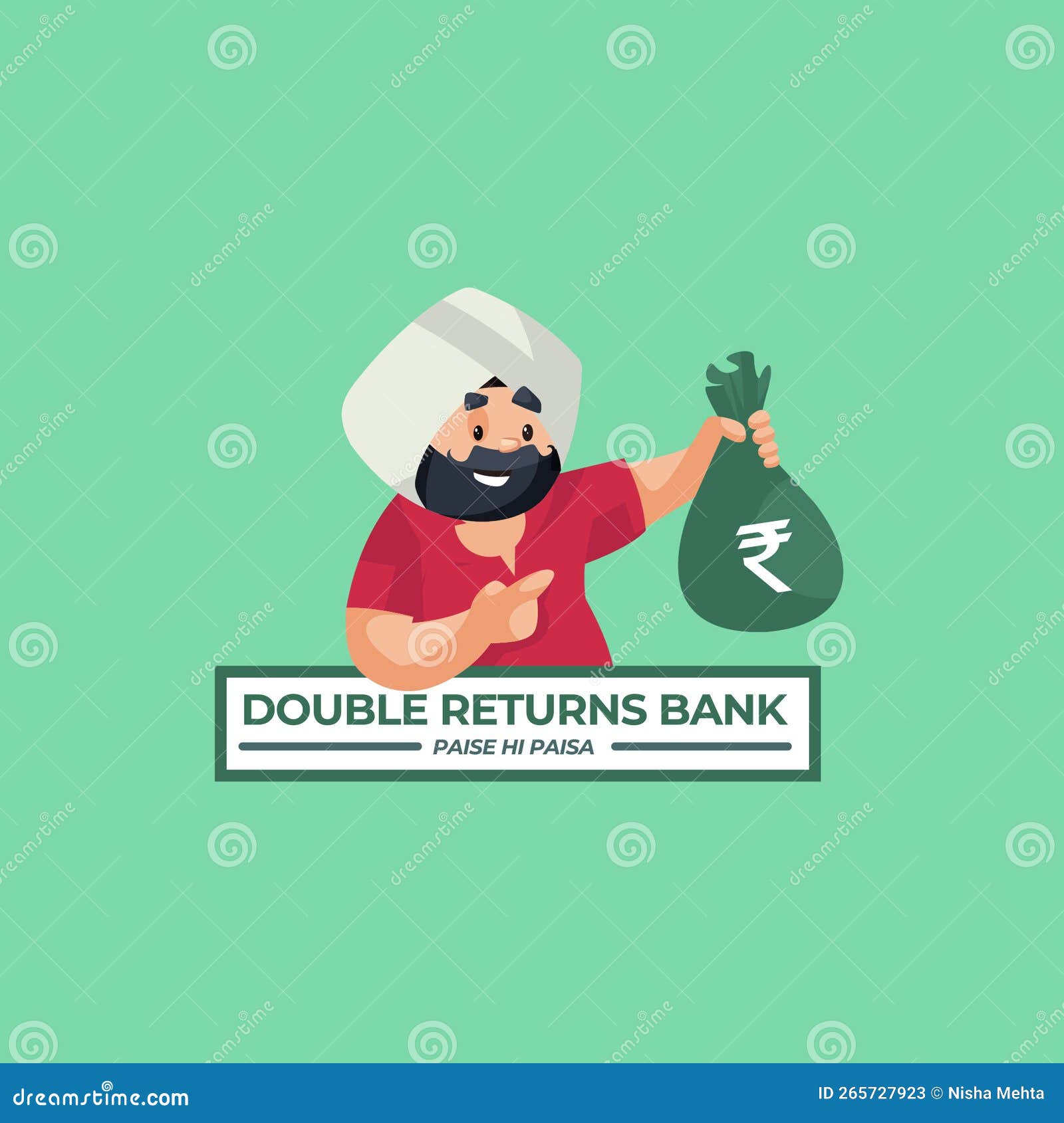 Double Returns Bank Indian Vector Mascot Logo Stock Vector ...