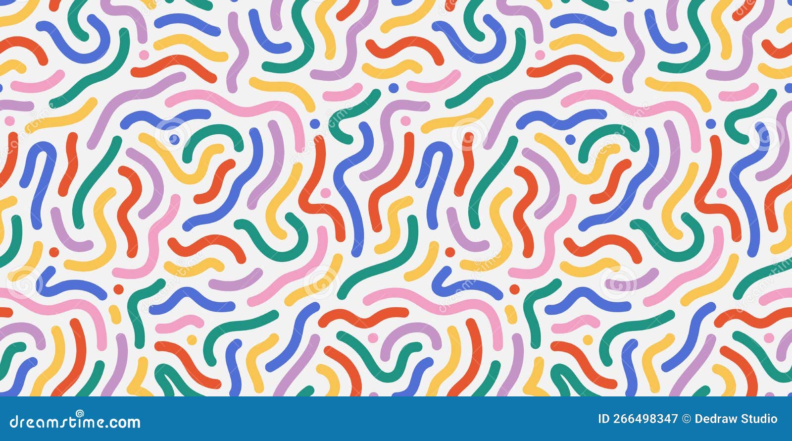 Colorful Line Doodle Seamless Pattern Stock Vector - Illustration of ...