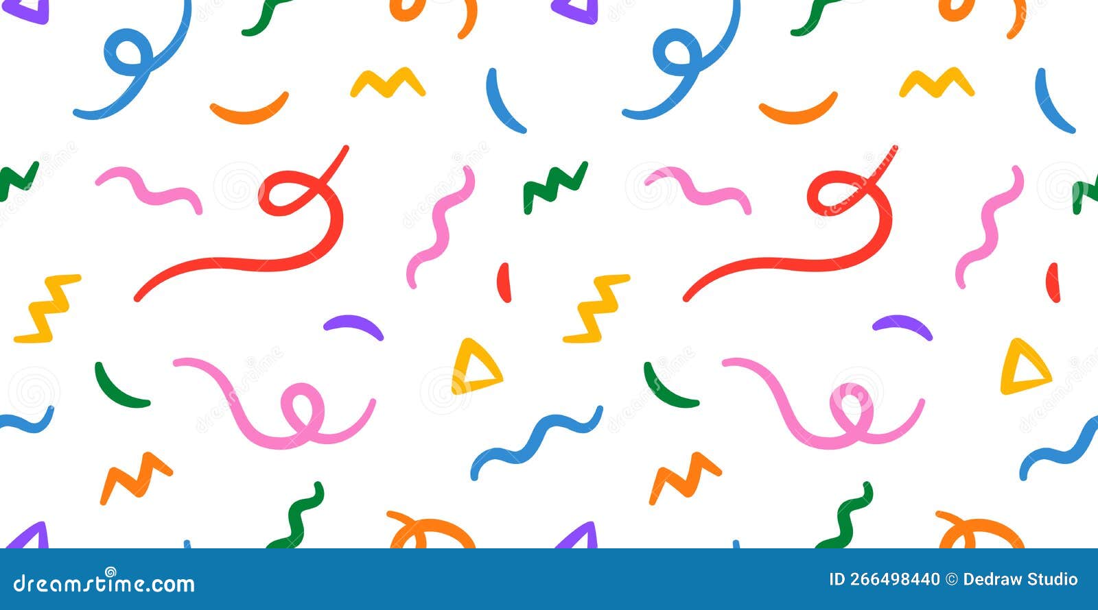Fun Colorful Line Doodle Seamless Pattern Stock Vector - Illustration ...