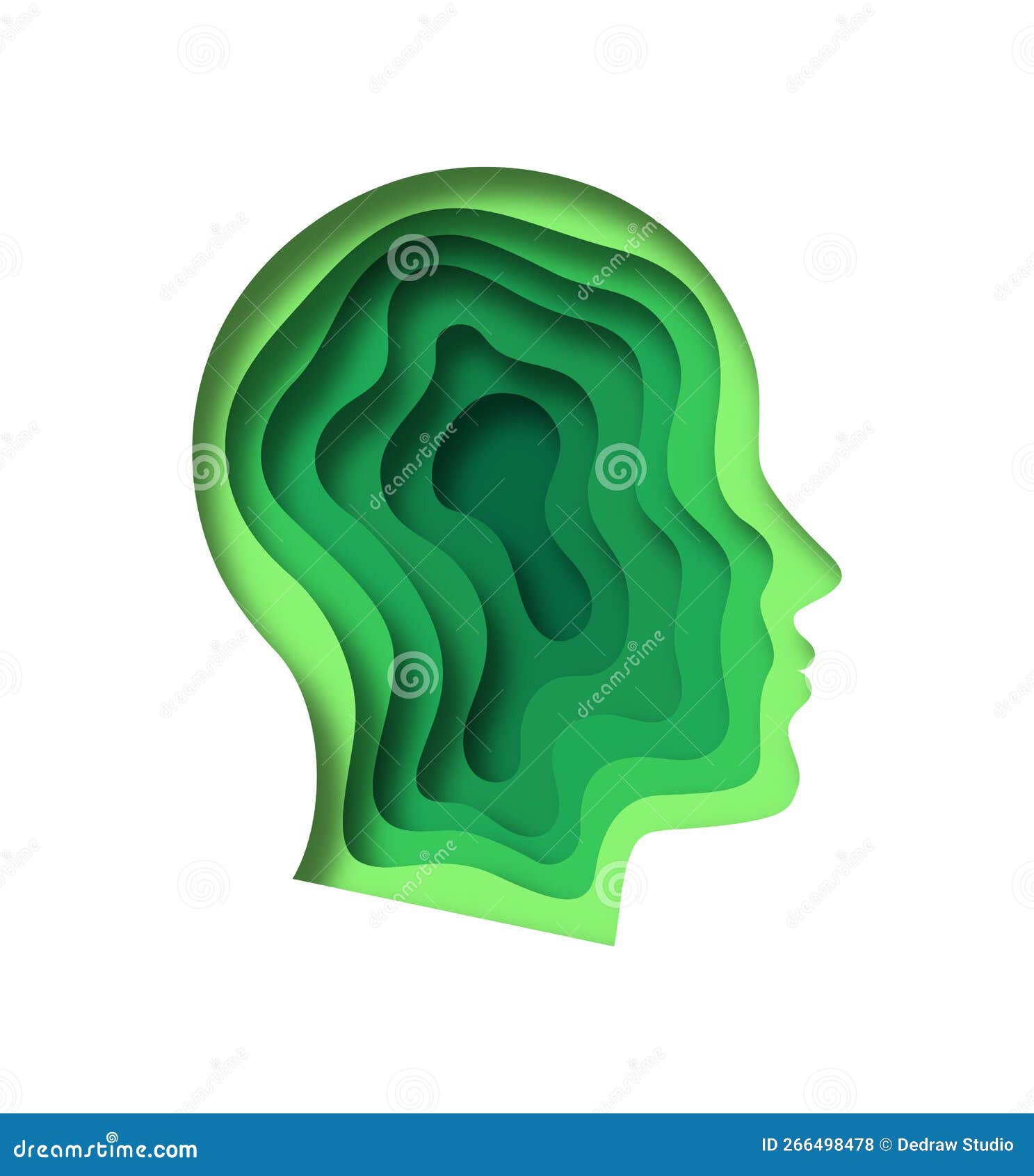 Green paper cut human head stock vector. Illustration of mind - 266498478