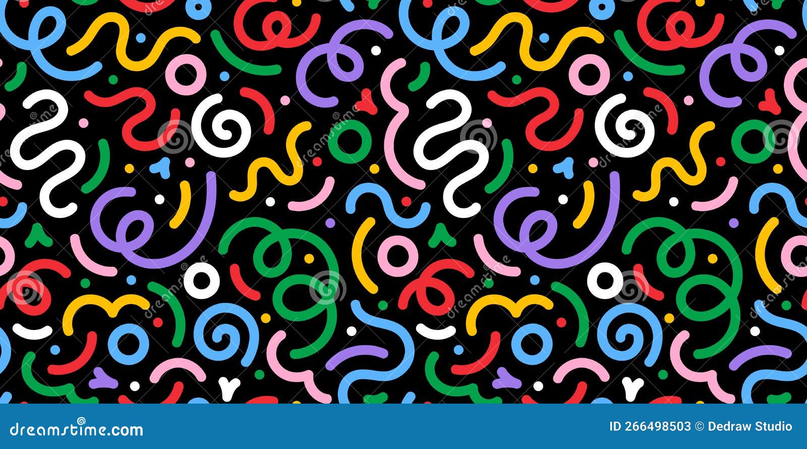 Fun Colorful Line Doodle Seamless Pattern Stock Vector - Illustration ...