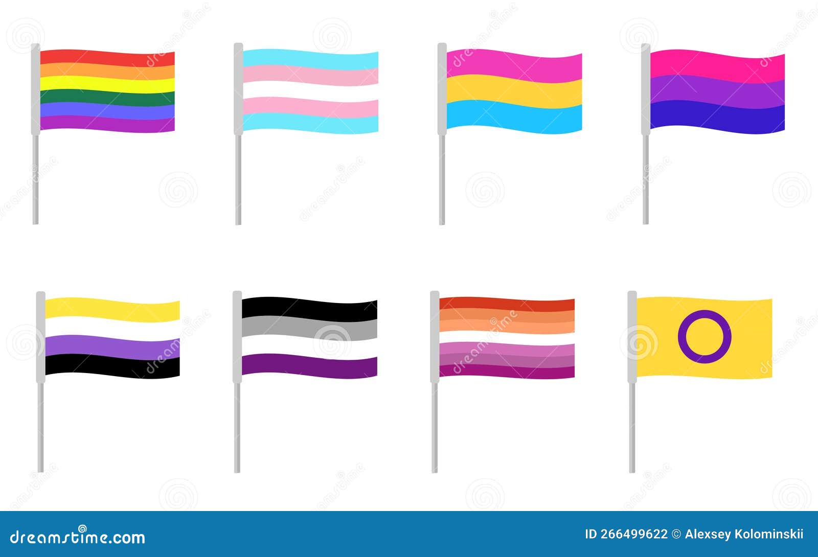 Different Sexual Identity Pride Flag Icon Set Vector | CartoonDealer ...