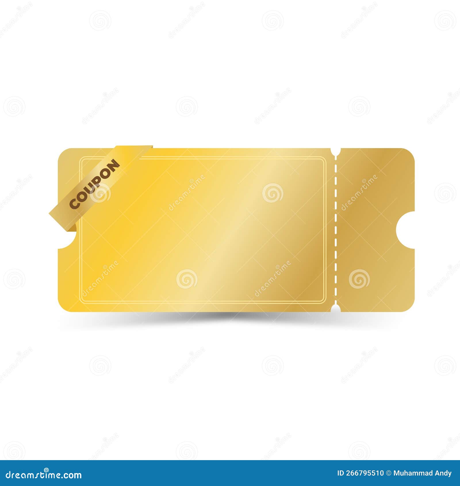 Realistic Detailed 3d Blank Golden Ticket Template. Vector Illustration ...