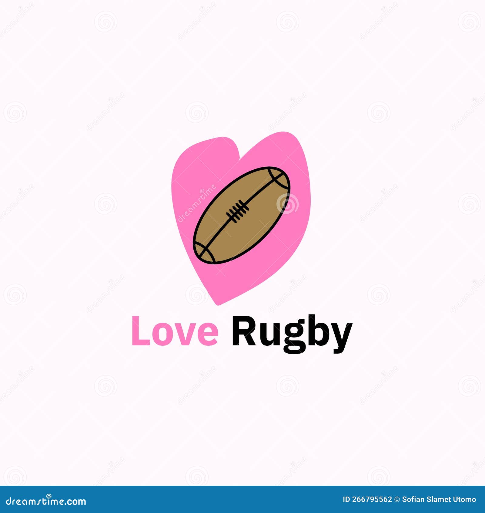 Rugby Ball and Heart Logo stock vector. Illustration of funny - 266795562