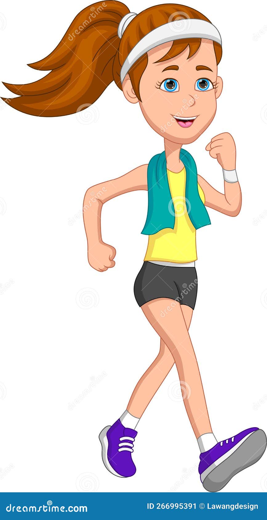 Cute girl running stock vector. Illustration of isolated - 266995391