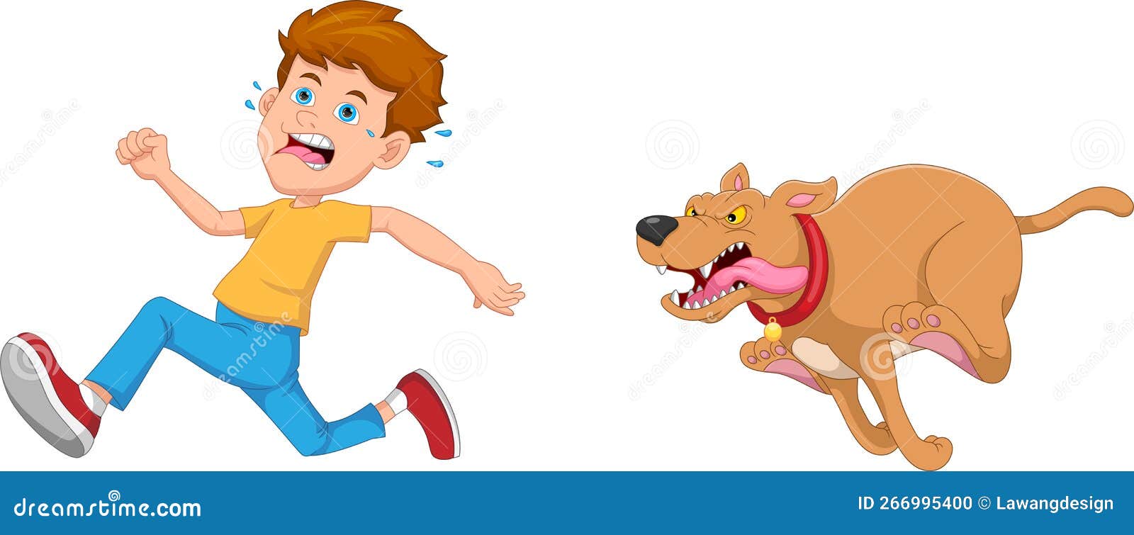 Cartoon dog chasing boy stock vector. Illustration of isolated - 266995400
