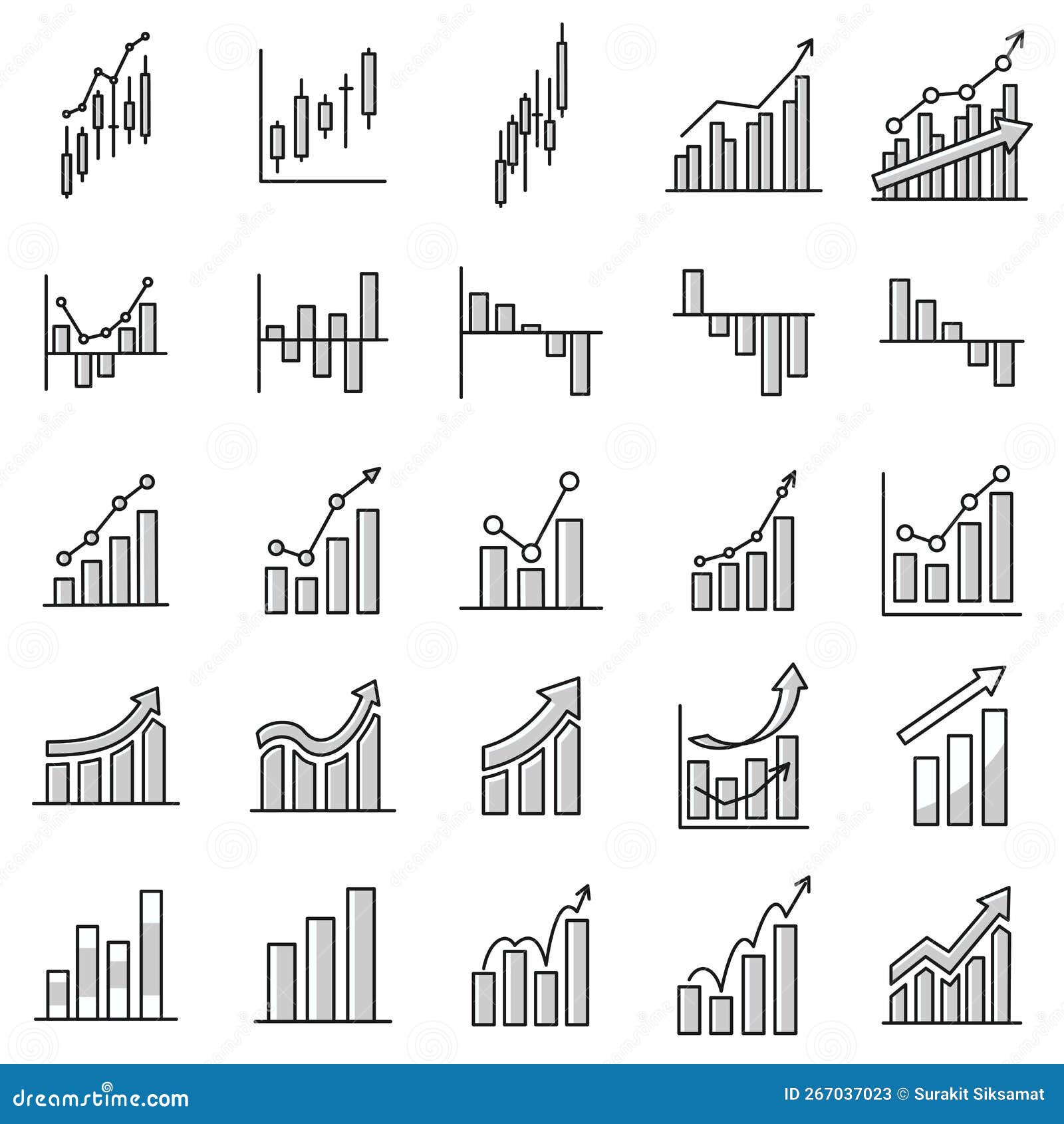 Set of Bar Price Chart Diagram Financial Stock Price Icon Bullish ...