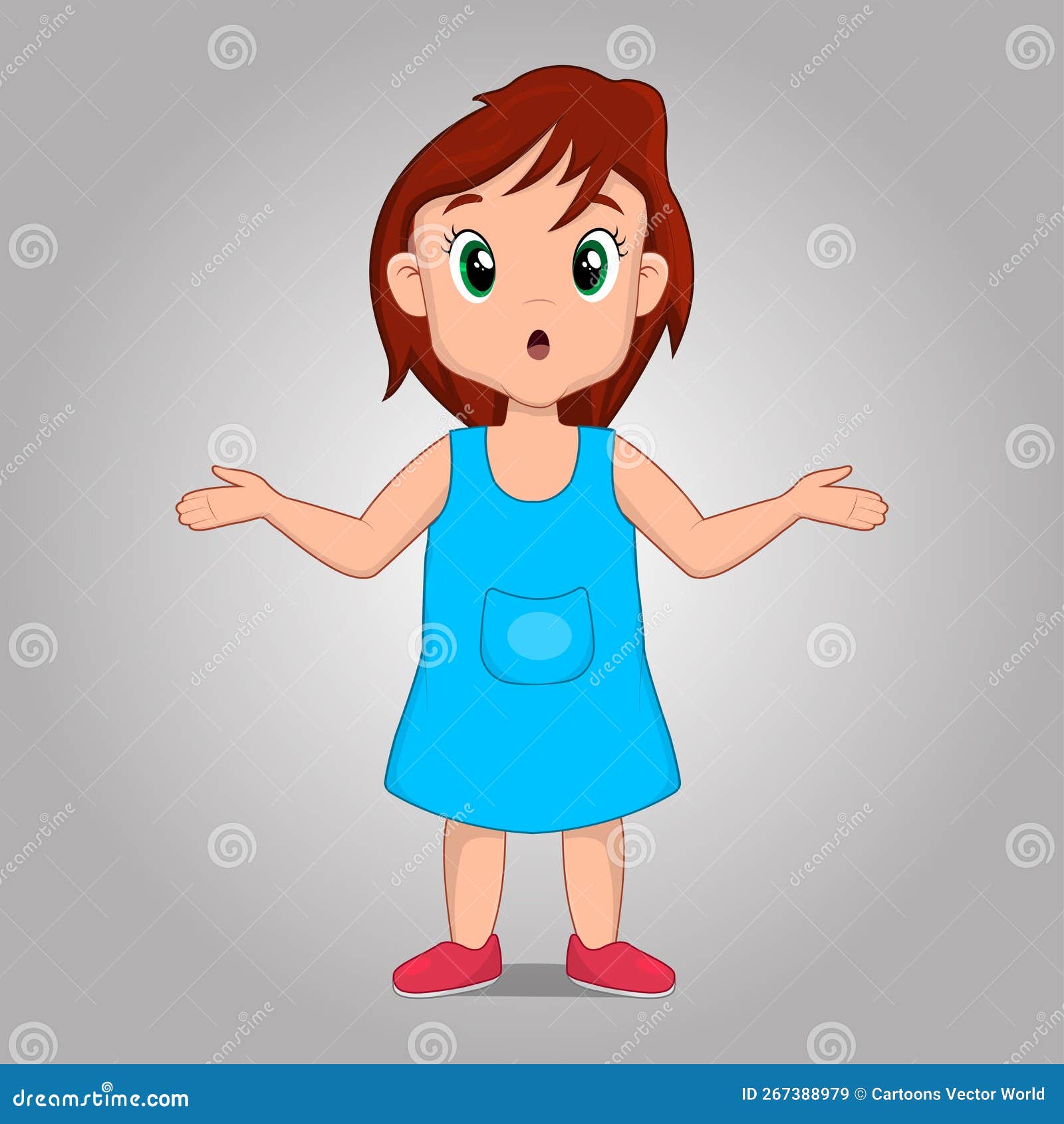 Cute Little Girl Thinking Pose, 2d Cartoon Character Vector Stock ... Cute Little Girl Thinking Pose, 2d Cartoon Character Vector Stock ...
