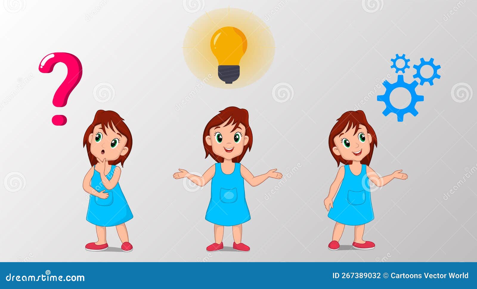 Girl Question in Mind Thinking Idea Vector Illustration Stock Vector ...