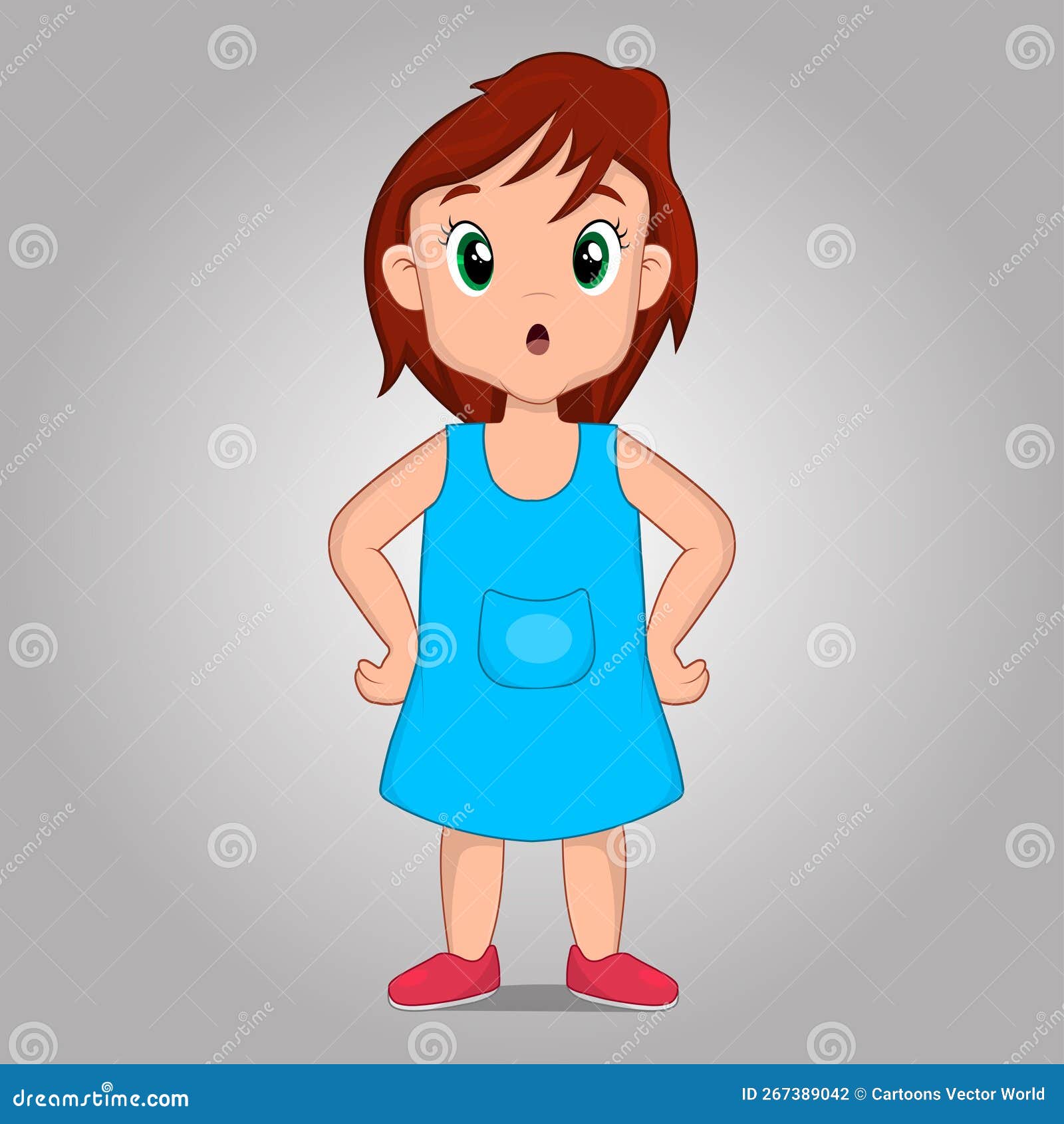 Cute Little Girl Thinking Pose, 2d Cartoon Character Vector Stock ... Cute Little Girl Thinking Pose, 2d Cartoon Character Vector Stock ...