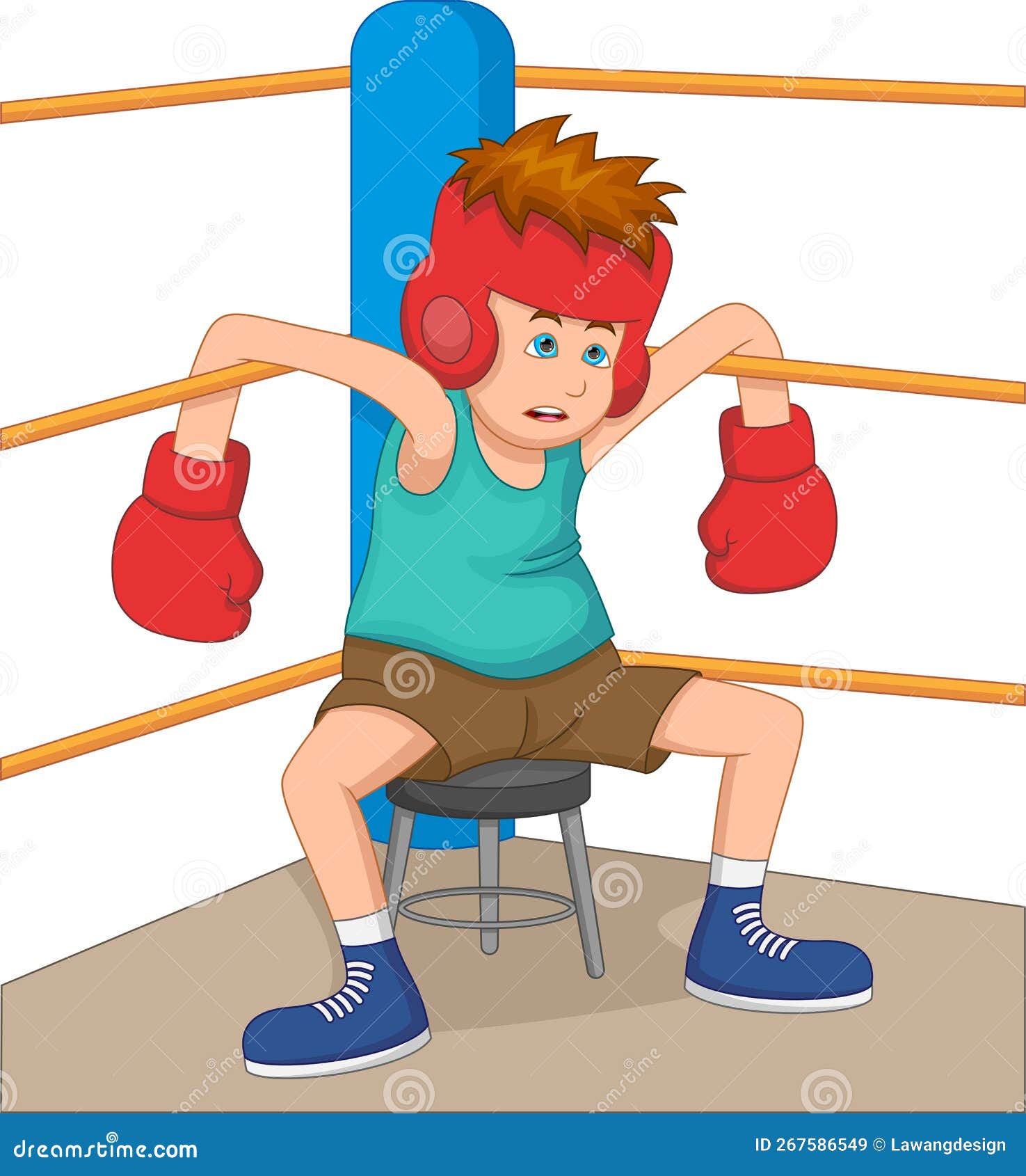 Cartoon Boxer Exhausted in the Corner of the Ring Stock Vector ...