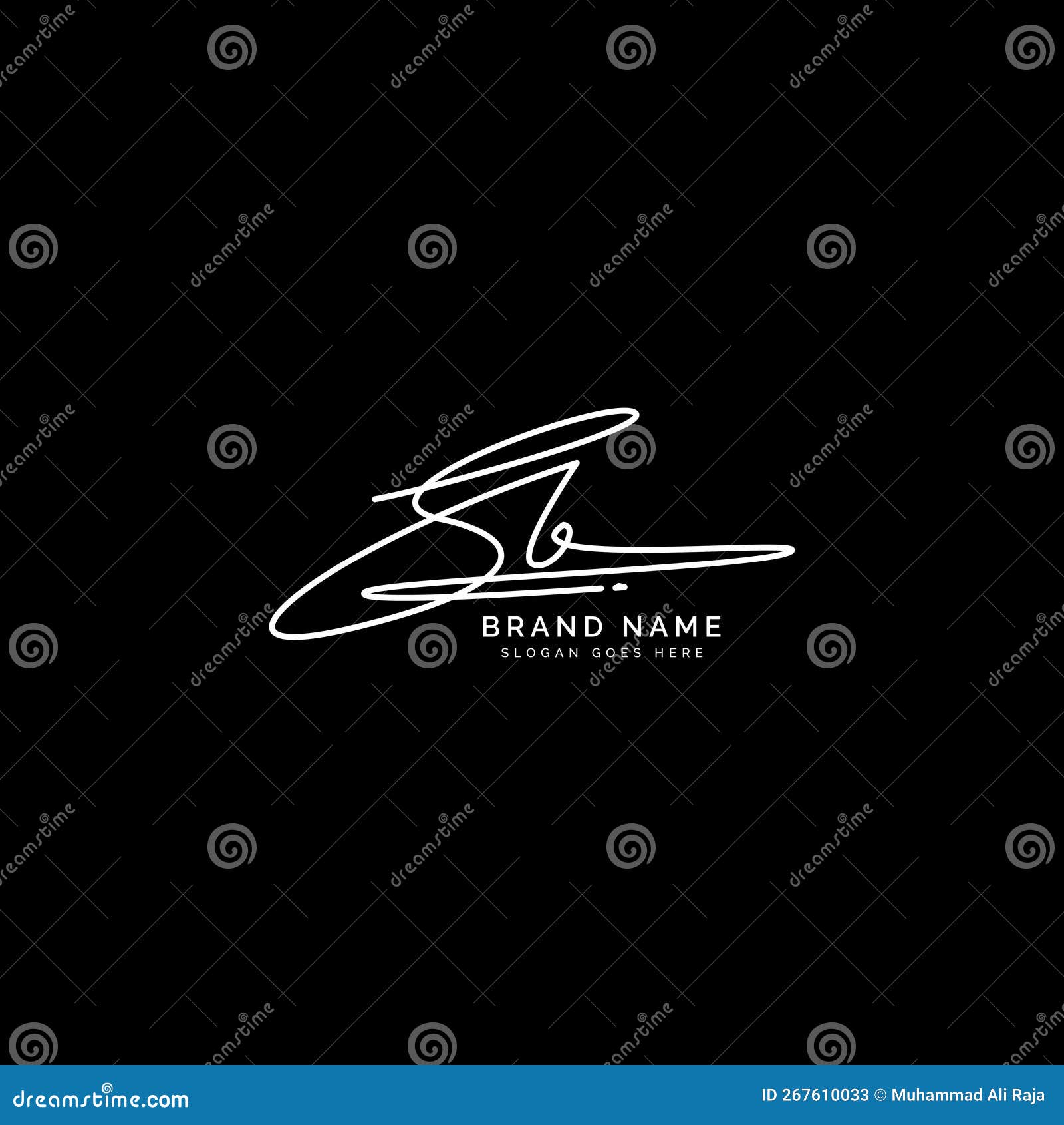 S, B, SB, Initial Letter Logo in Signature and Handwritten Lettering ...