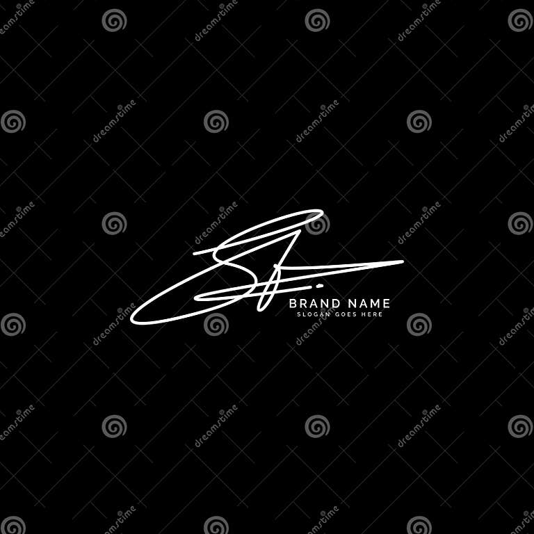 S, F, SF, Initial Letter Logo in Signature and Handwritten Lettering ...