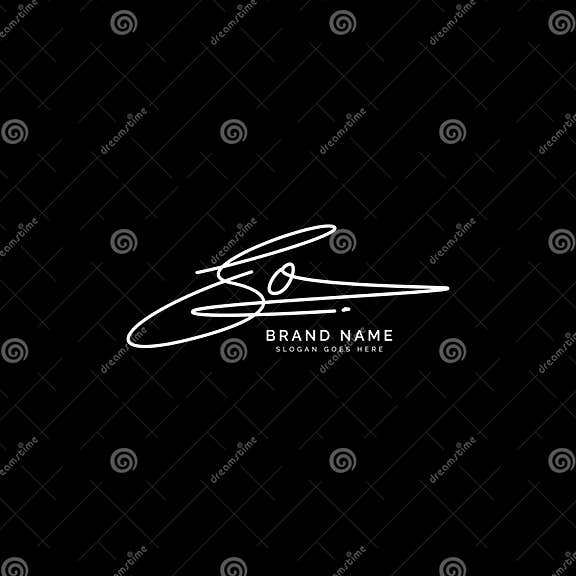 S, O, so, Initial Letter Logo in Signature and Handwritten Lettering ...