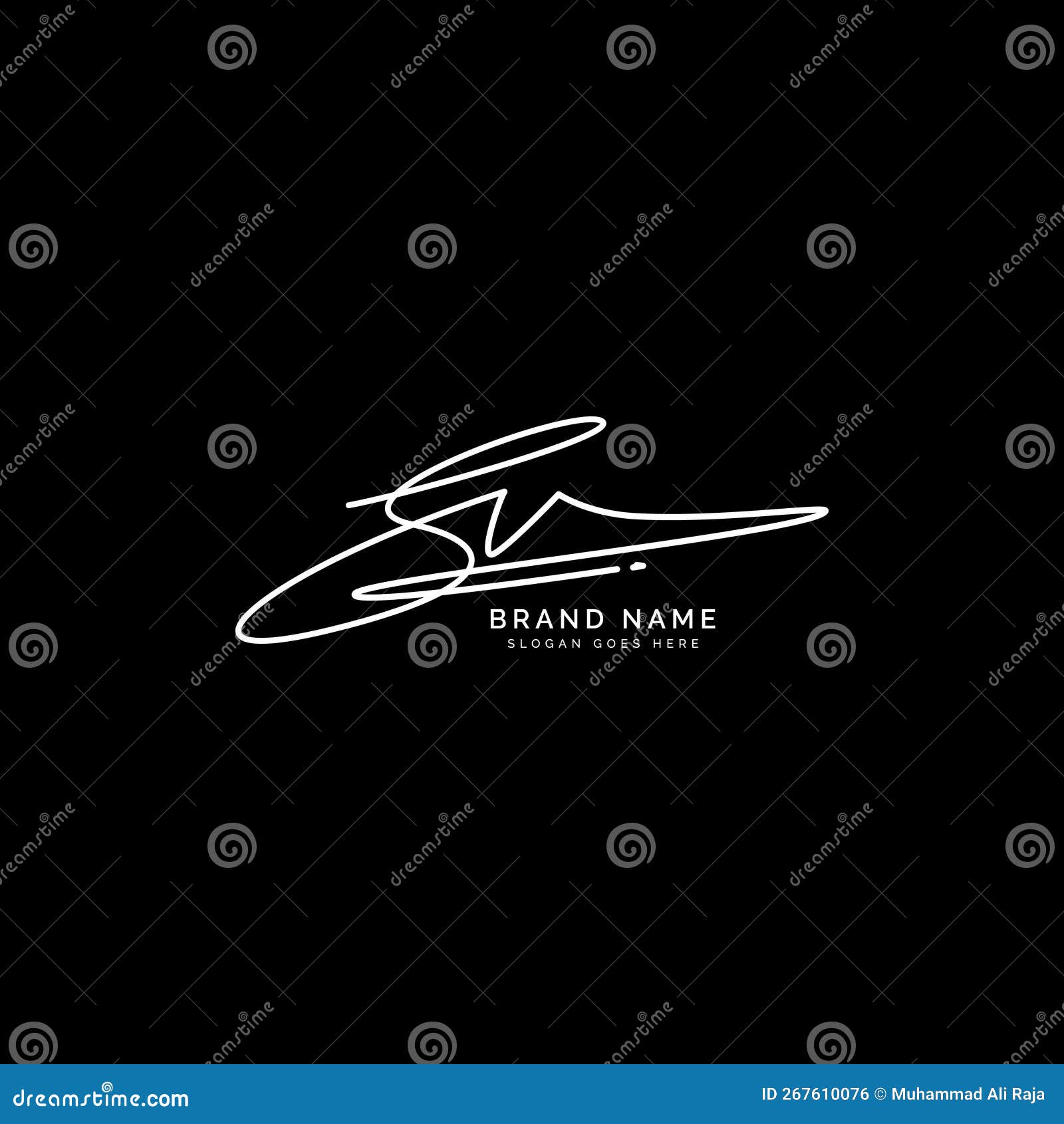 S, V, SV, Initial Letter Logo in Signature and Handwritten Lettering ...