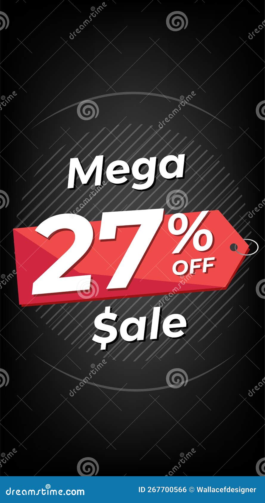 27 Percent Off. Black Discount Banner with Twenty-seven Percent Stock ...