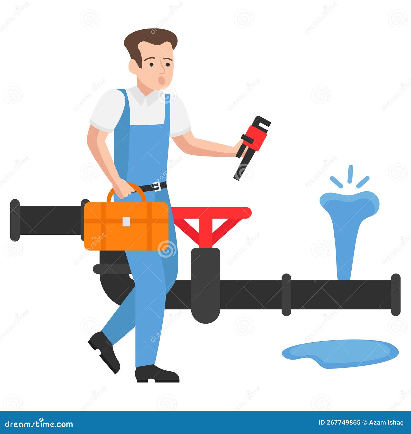 Steamfitter Holding Toolbox Vector Icon Design, Plumber Equipment ...