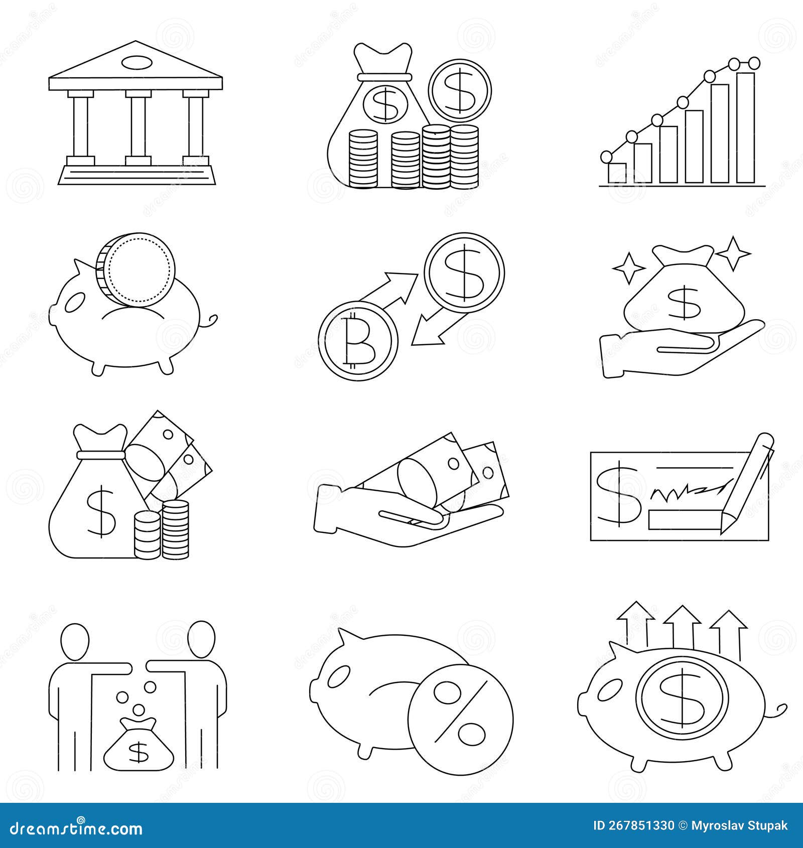Finance Line Icons Set. Money Payments Elements Outline Icons ...