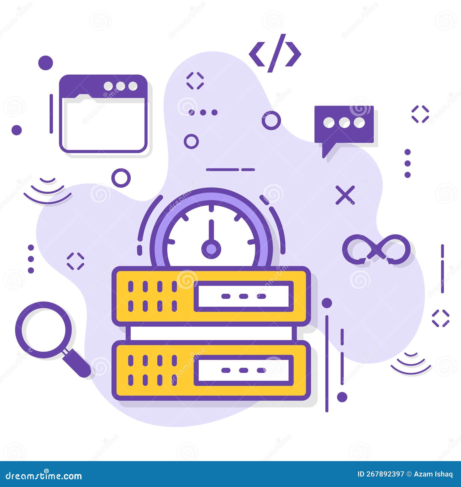 Optimized Web Server Performance Stock Illustration, Node with Meter ...