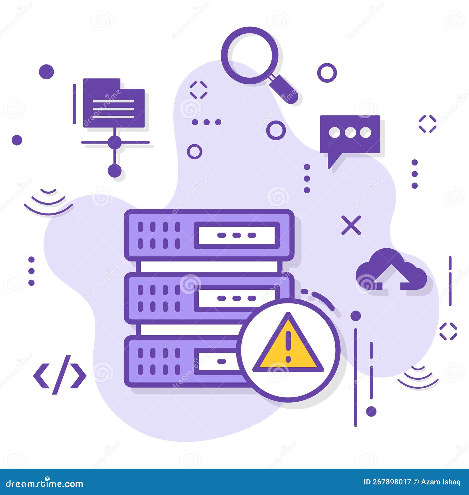 Database Machine Outage Vector Icon Design, Cloud Computing and Web ...