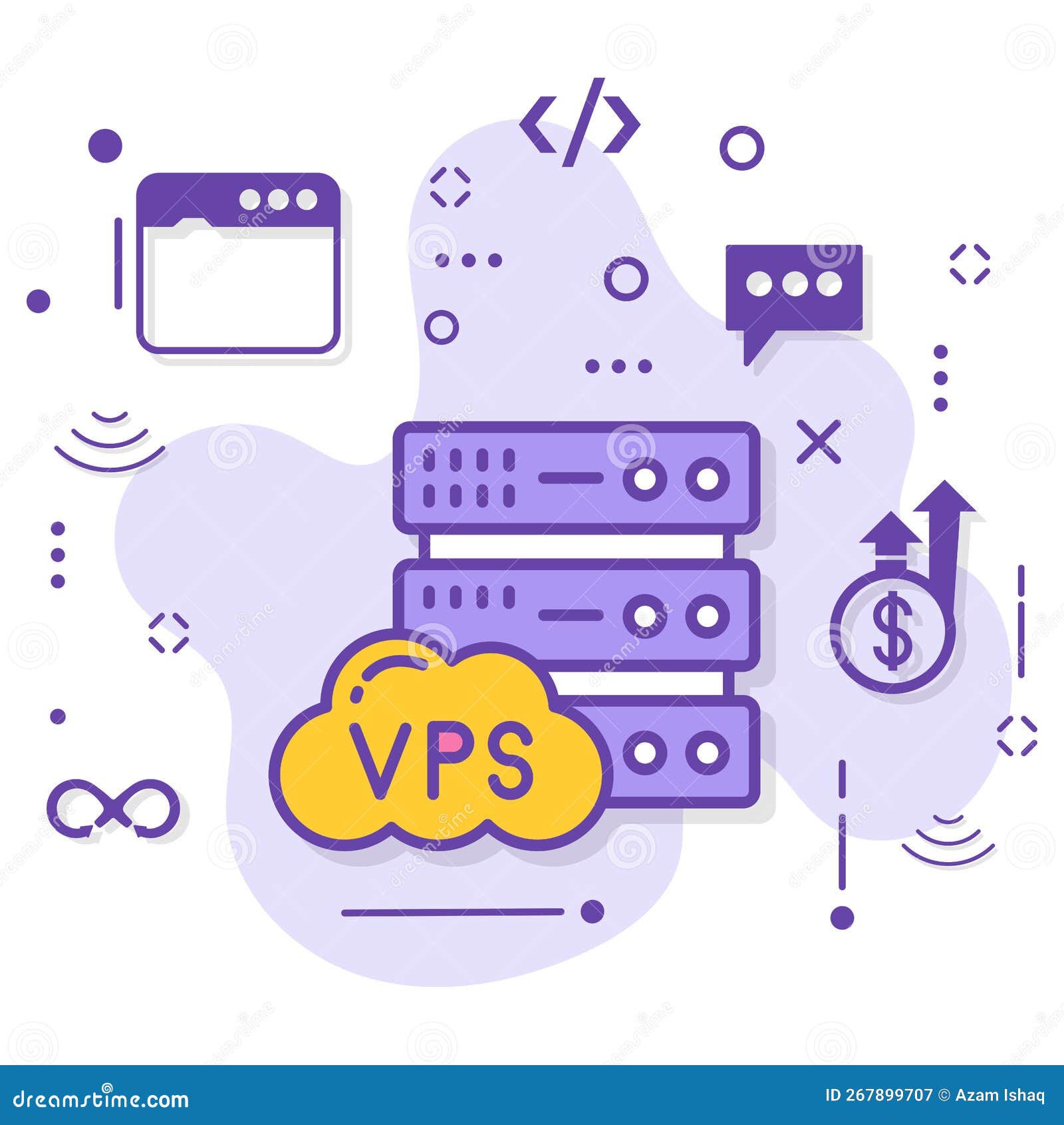 Cloud Virtual Private Server or VPS Concept, Virtualized Resources As a ...