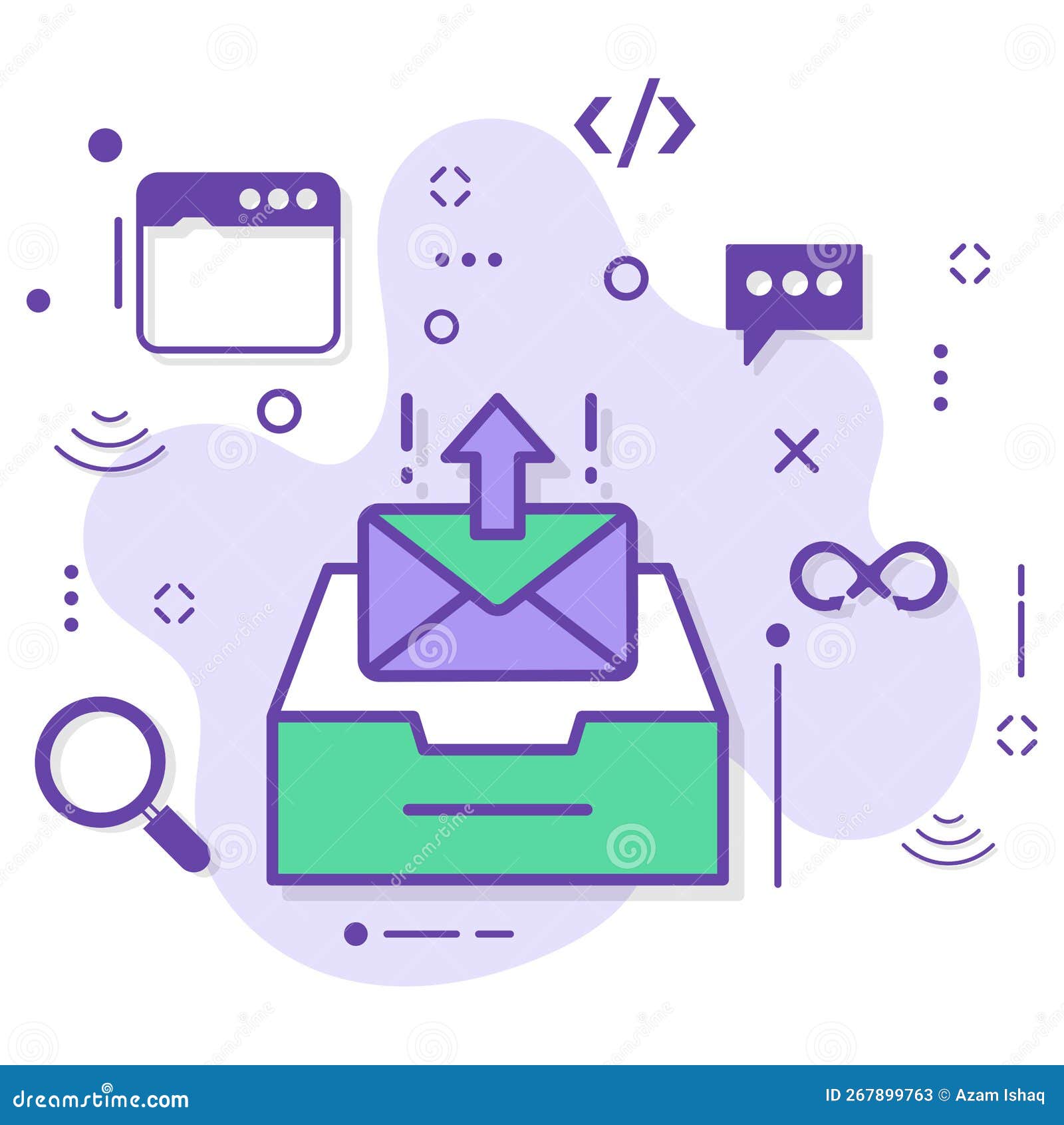 Mail Client UI Stock Illustration, Send All Interface, Outbound Inbound ...
