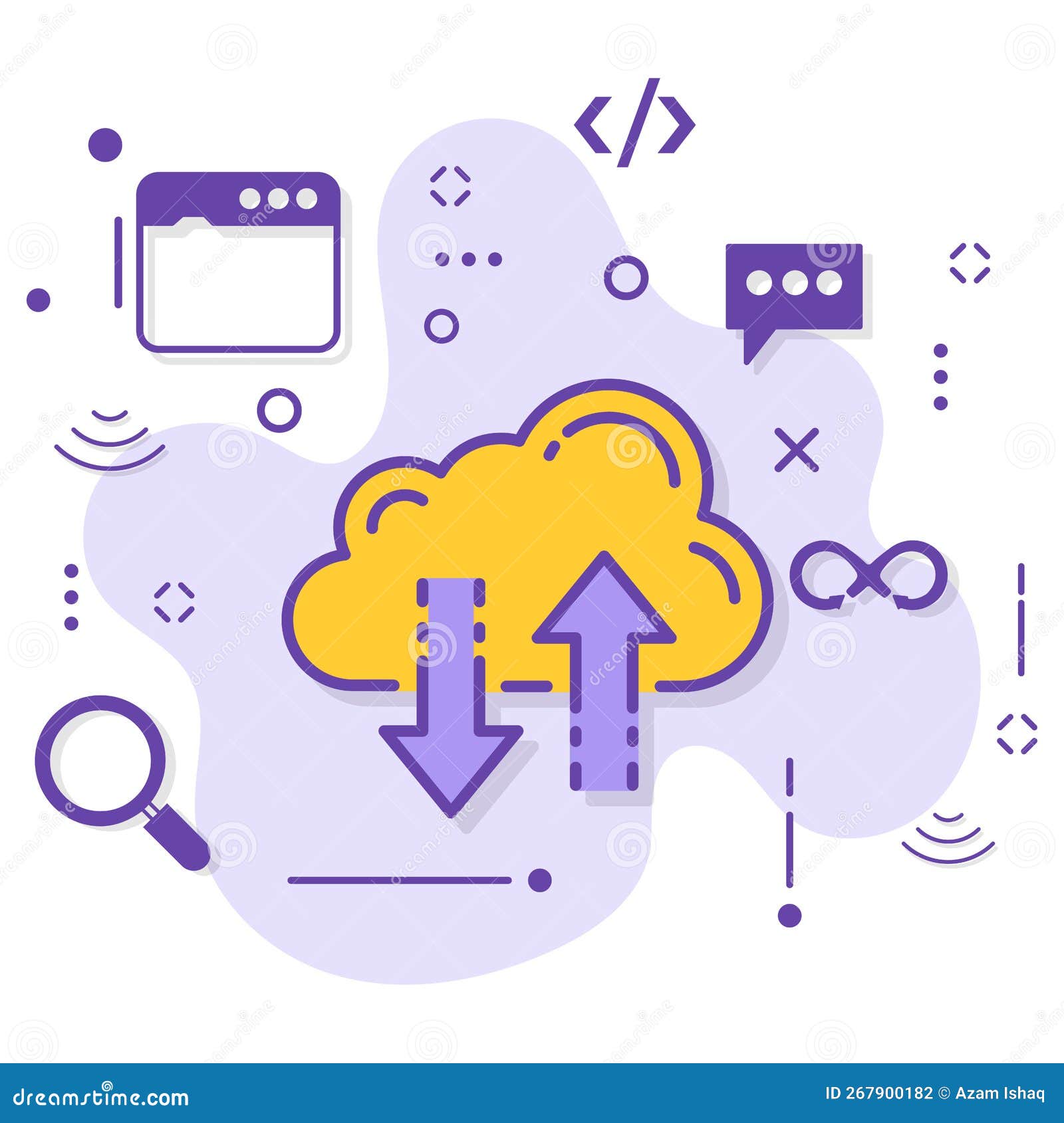 Cloud Data Sync Sign Storage Transfer Service Vector Icon Design, Burst Computing and Web ...
