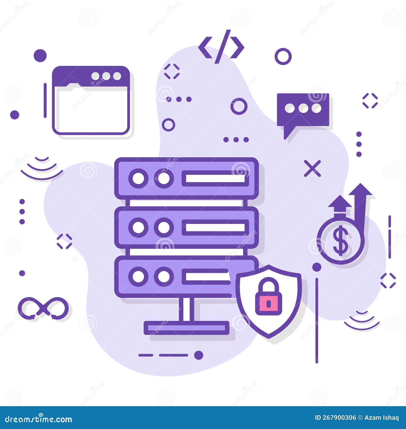 Secured VPS Rack Vector Icon Design, Cloud Computing and Internet ...