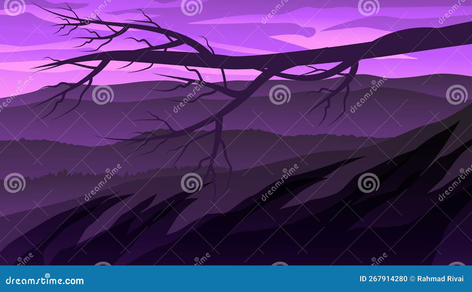 Landscape Of Horrifying Mountain Vector Illustration | CartoonDealer ...