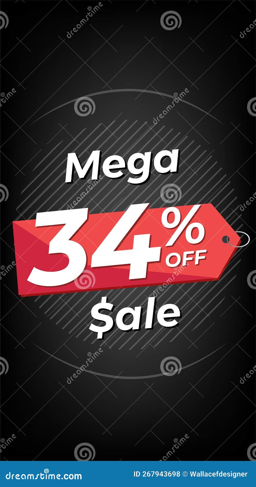 34 Percent Off. Black Discount Banner with Thirty-four Percent Stock ...