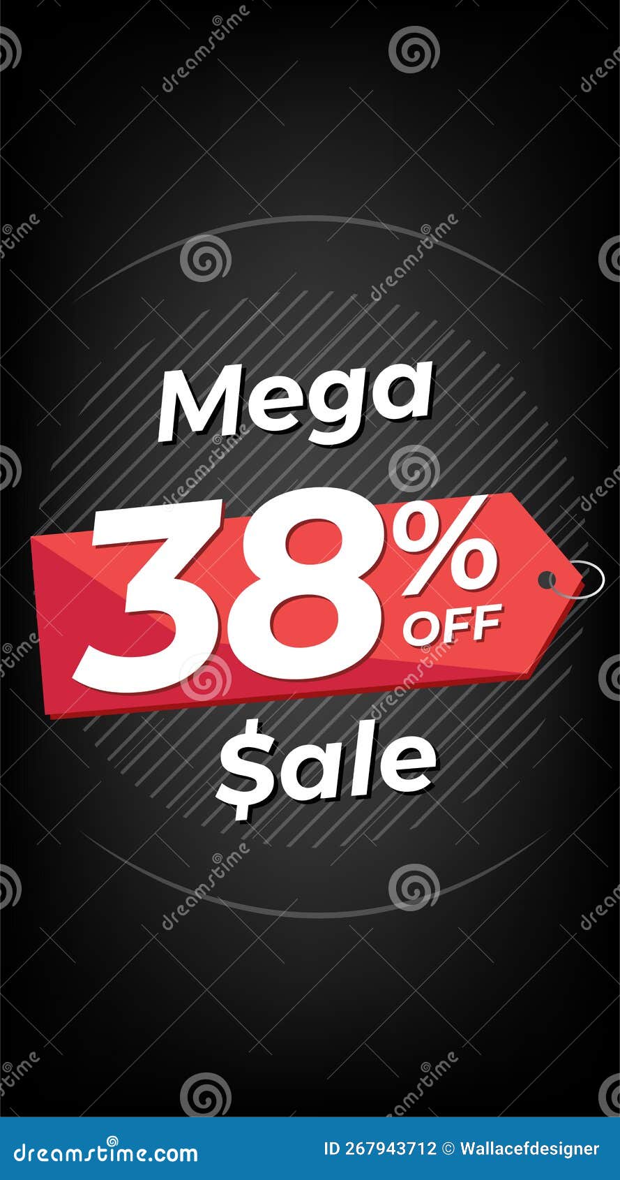 38 Percent Off. Black Discount Banner with Thirty-eight Percent Stock ...