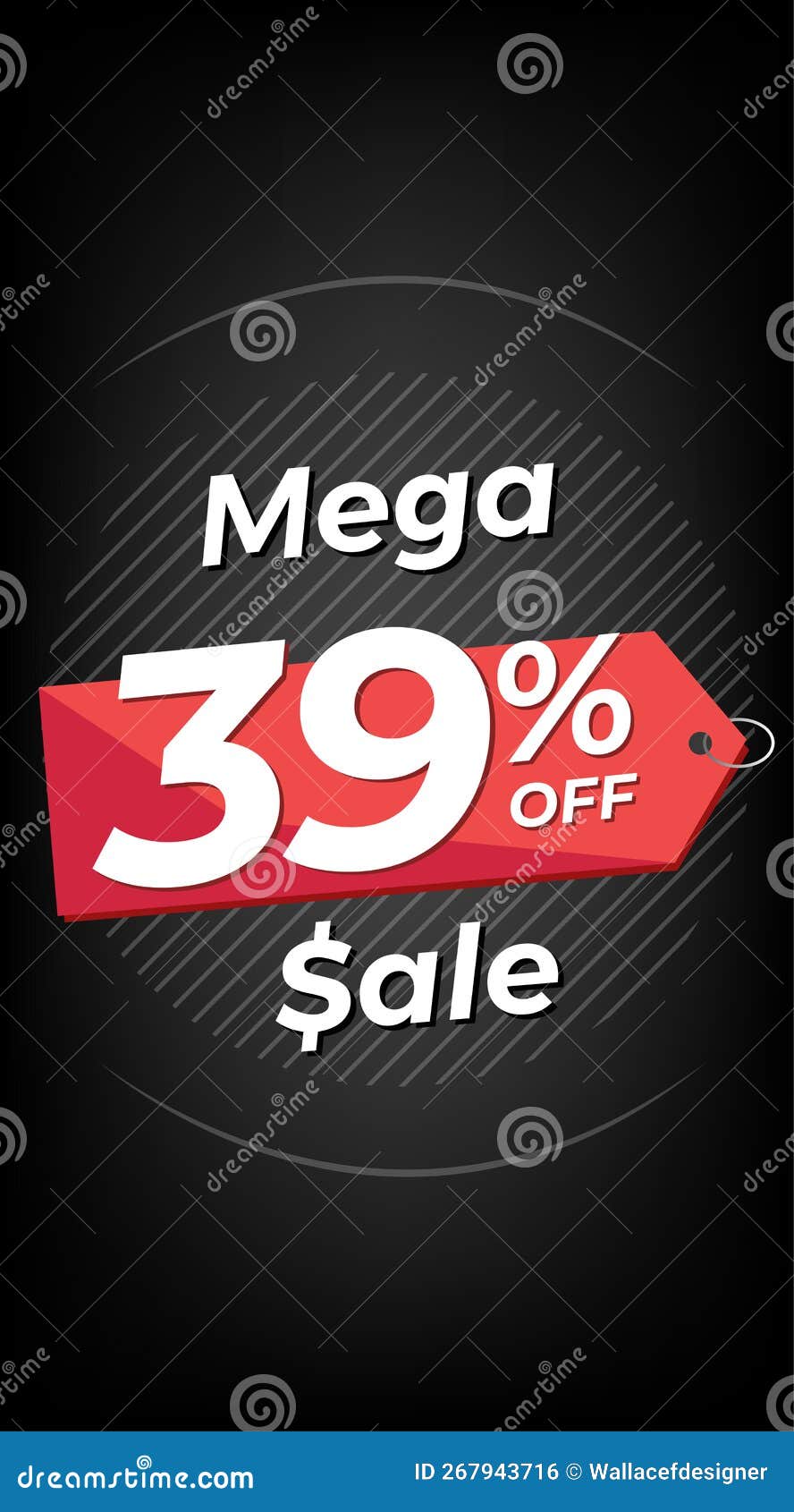 39 Percent Off. Black Discount Banner with Thirty-nine Percent Stock ...