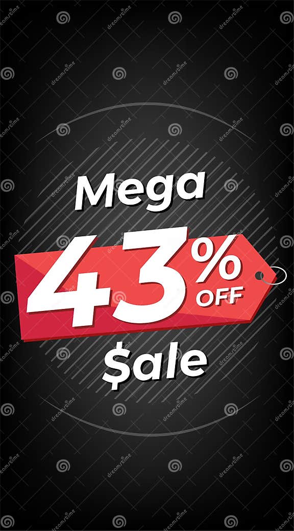 43 Percent Off. Black Discount Banner with Forty-three Percent Stock ...
