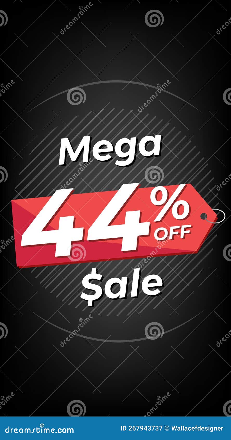 44 Percent Off. Black Discount Banner with Forty-four Percent Stock ...