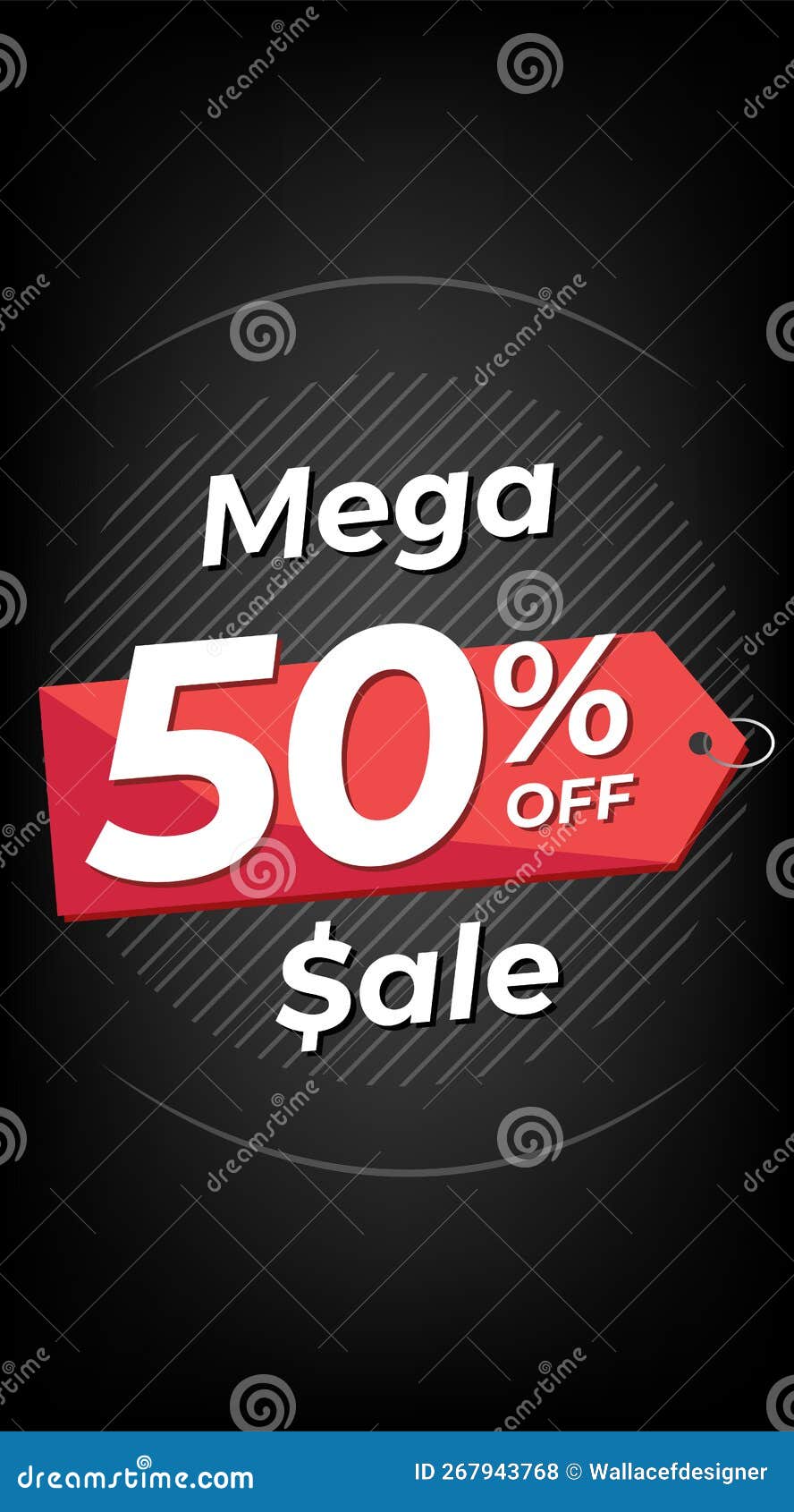 50 Percent Off. Black Discount Banner with Fifty Percent Stock ...