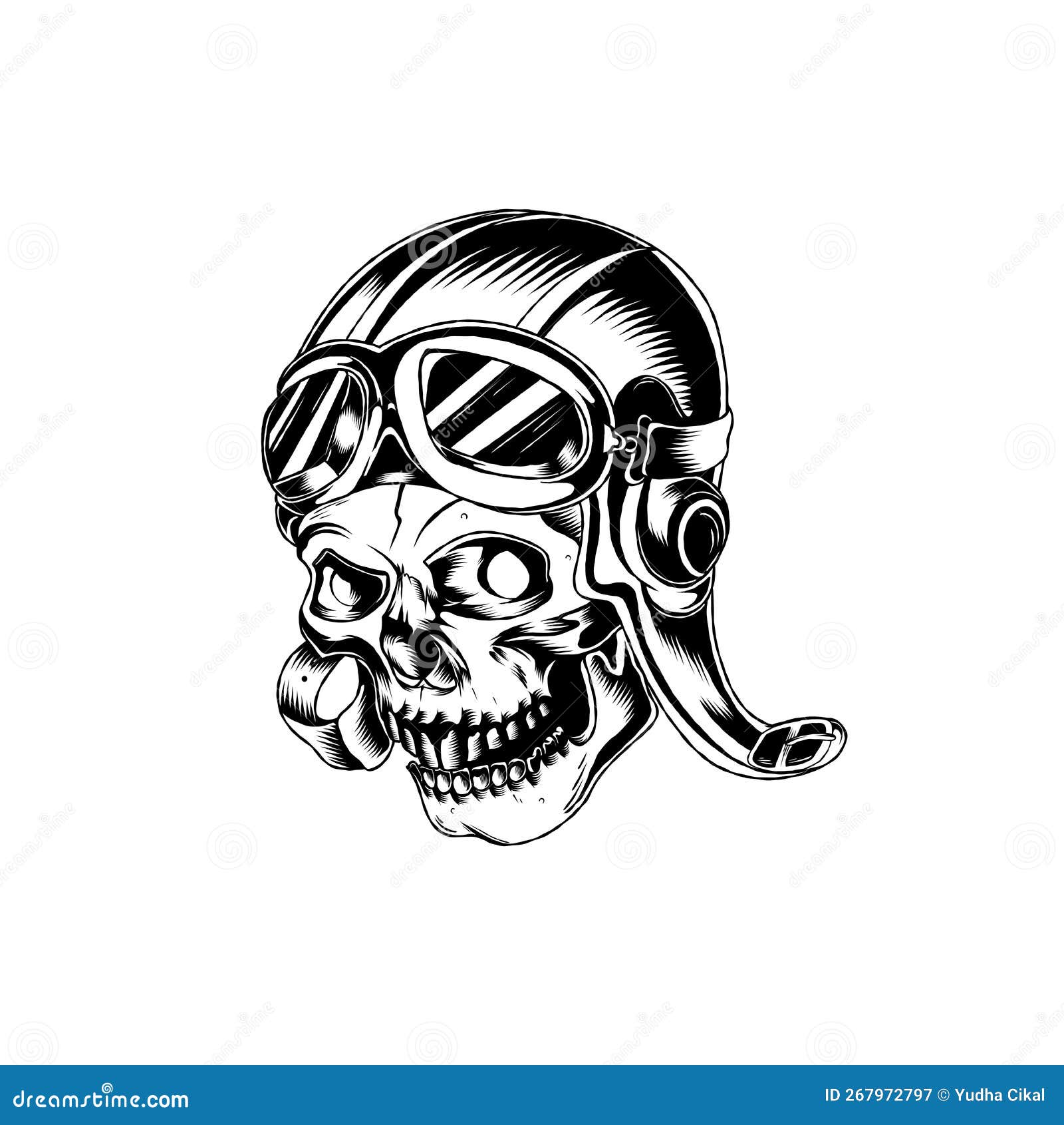 Illustration of Skull Pilot with Helmet Vector Design Stock Vector ...