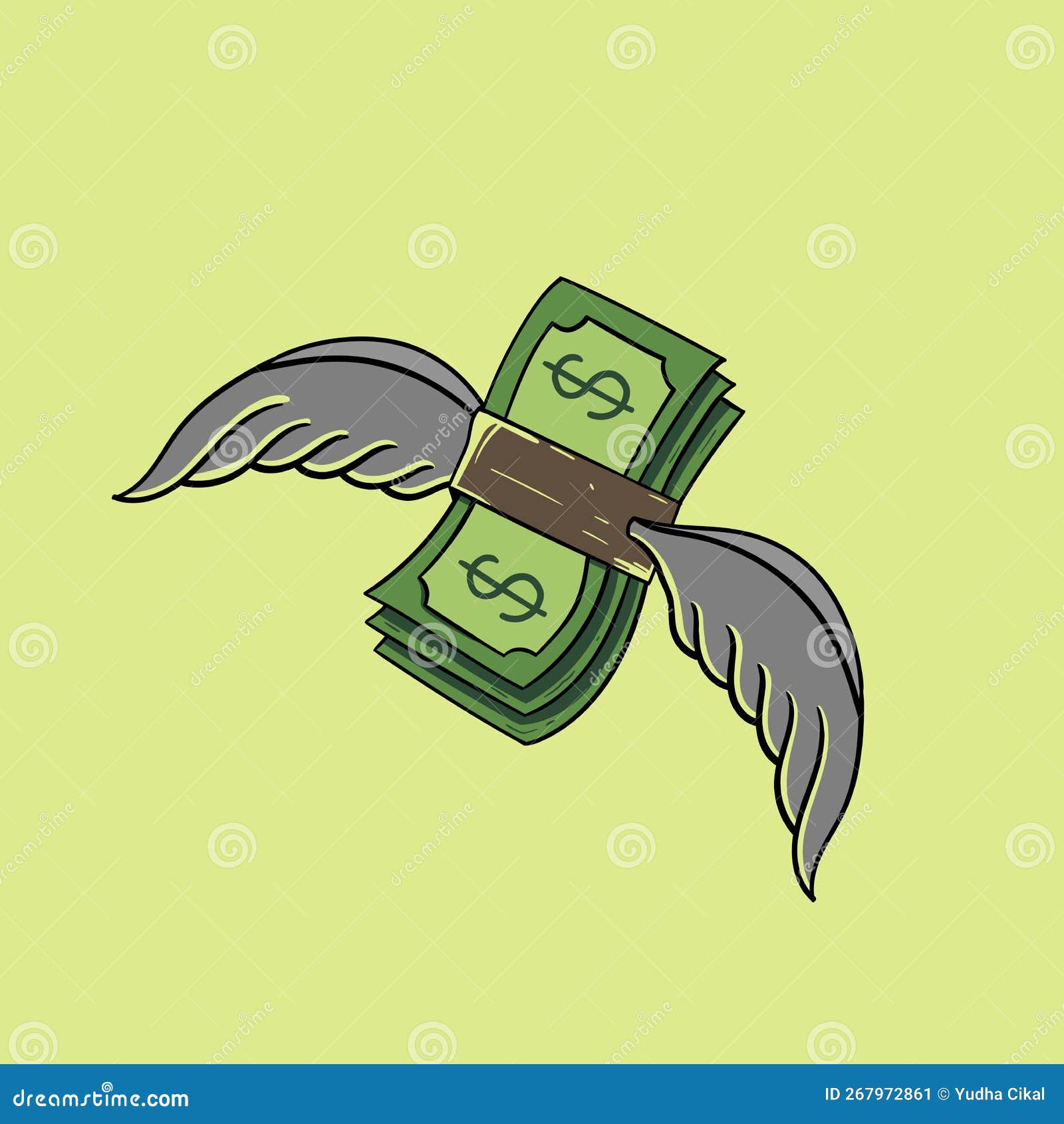 Money Fly with Wings Concept Vector Design Stock Vector - Illustration ...