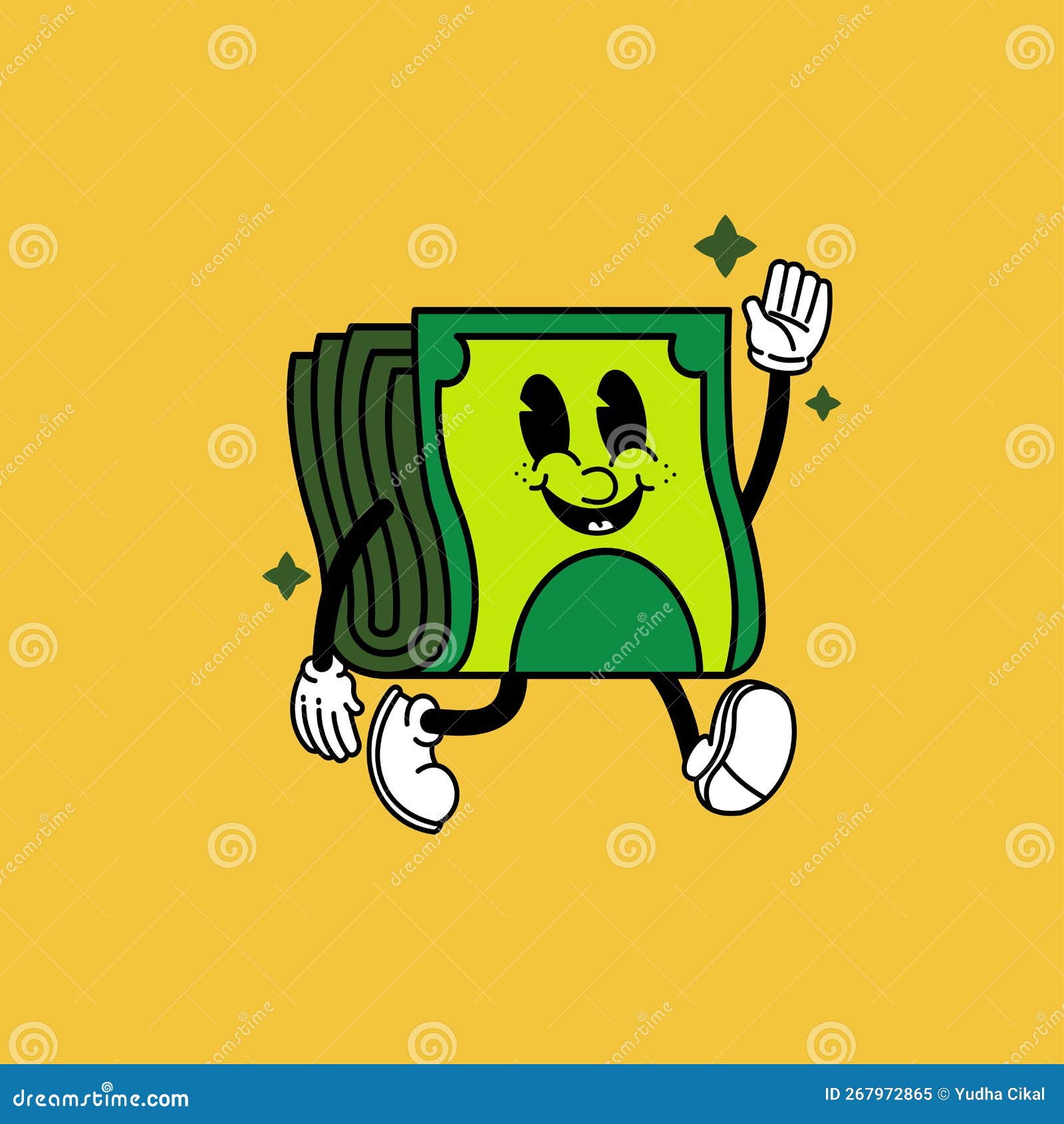 Money Vintage Cute Cartoon Vector Design Stock Vector - Illustration of ...