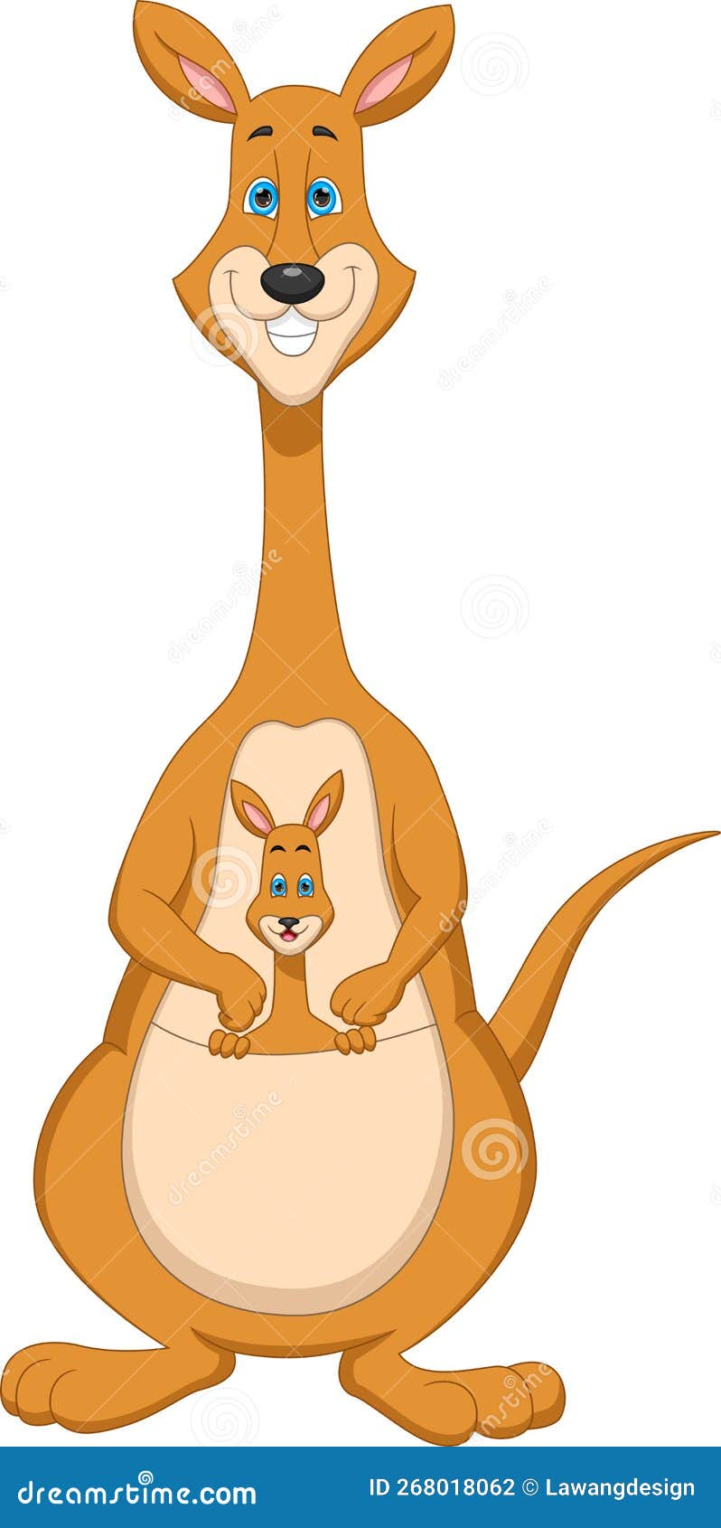 Kangaroo Mother And Baby In Her Pouch Vector Illustration ...