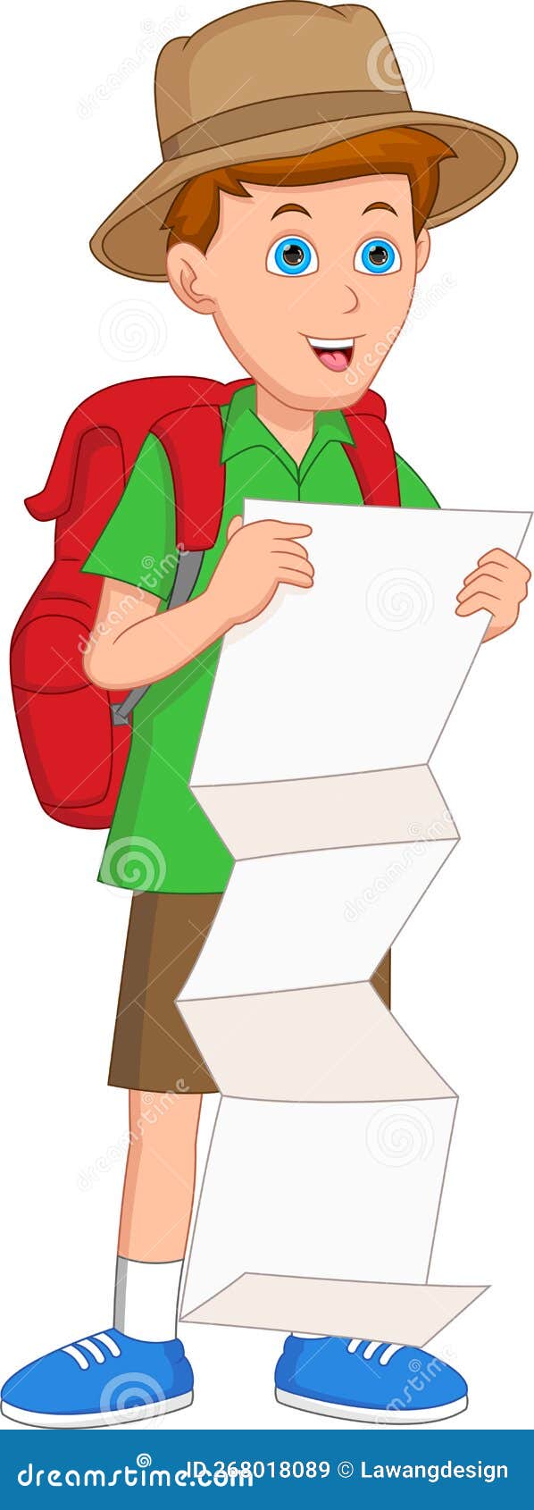 Adventure Boy Cartoon Reading Map Stock Vector - Illustration of ...