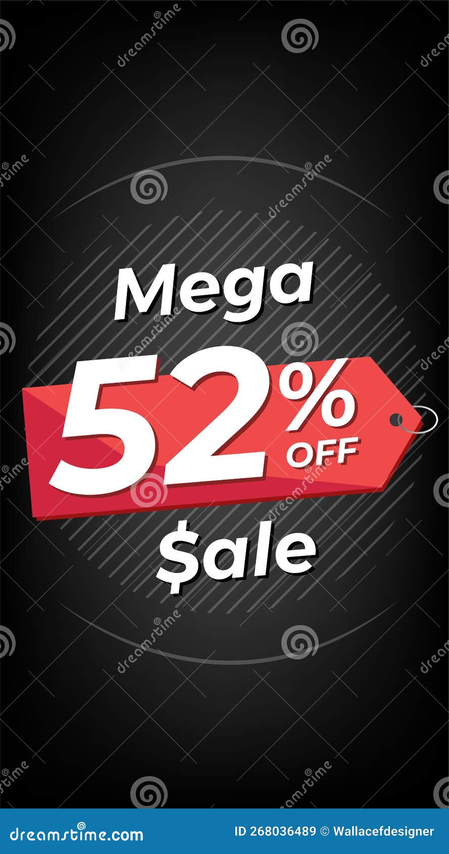 52 Percent Off. Black Discount Banner with Fifty-two Percent Stock ...