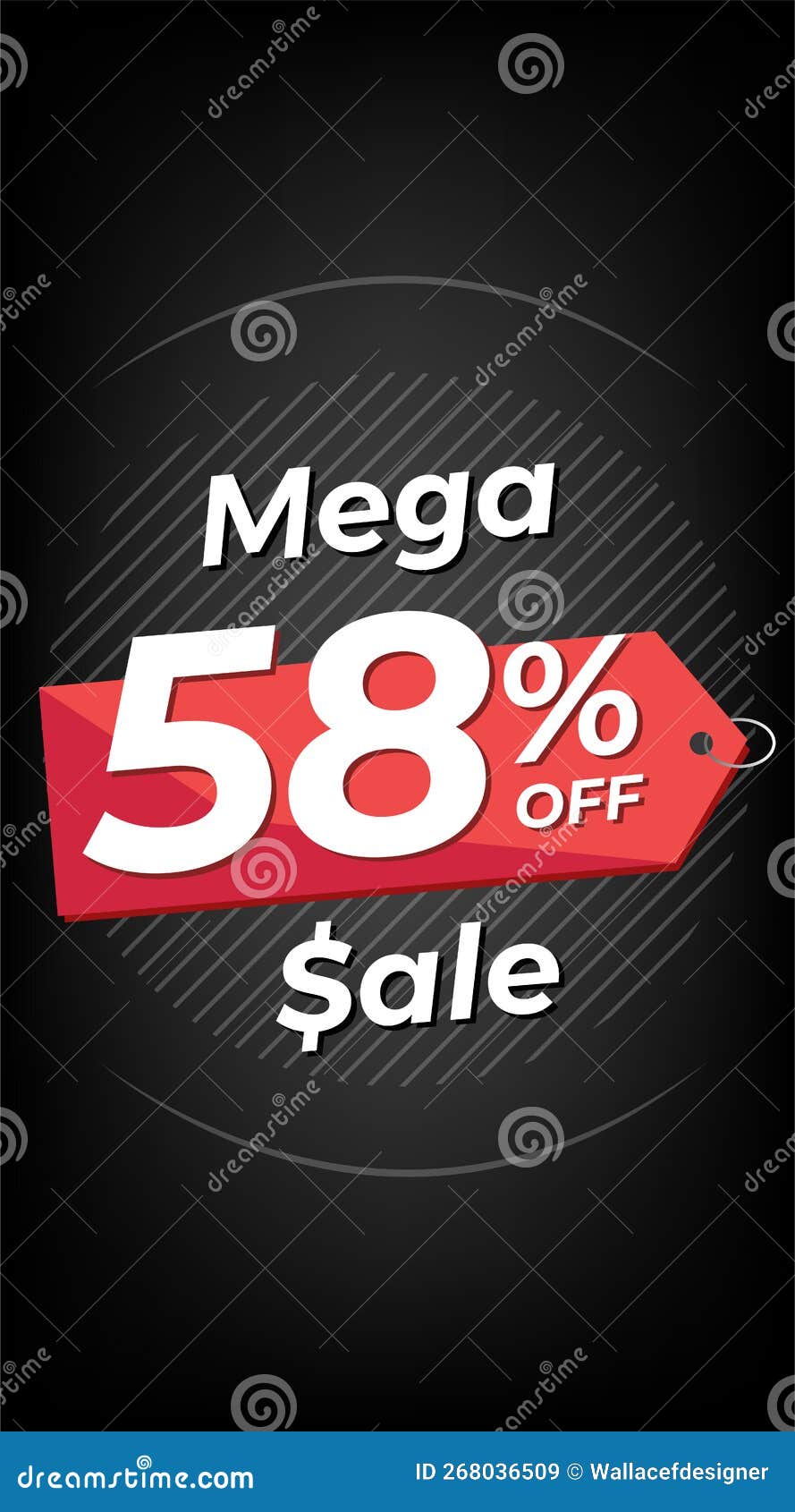 58 Percent Off. Black Discount Banner with Fifty-eight Percent Stock ...