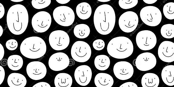 Black and White People Faces Seamless Pattern Illustration Stock Vector ...