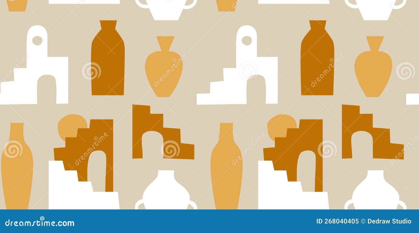 Minimalist Flat Cartoon Cutout Shapes Seamless Pattern Stock Vector ...