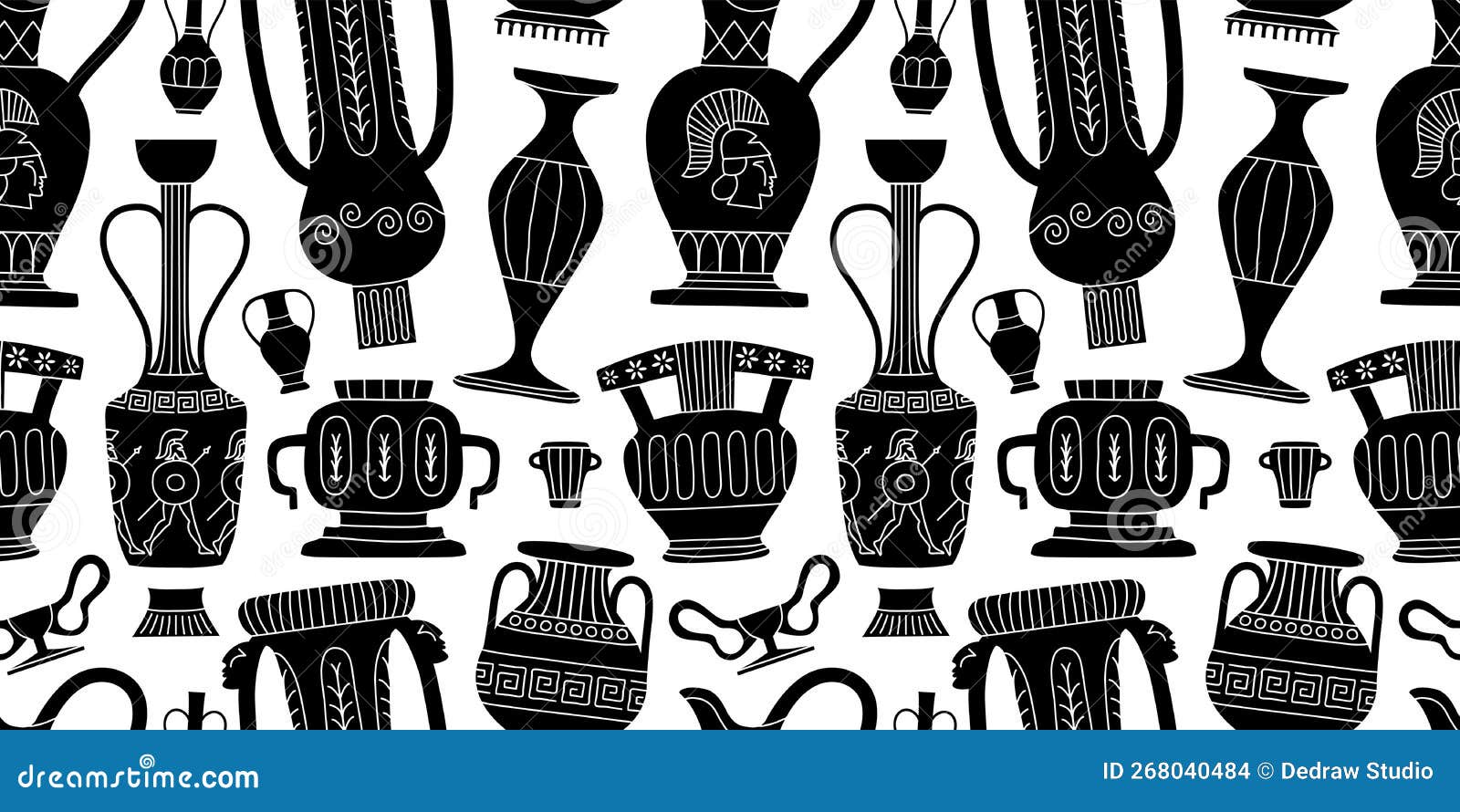 Classical Greek Vase Decoration Cartoon Seamless Pattern Stock Vector ...
