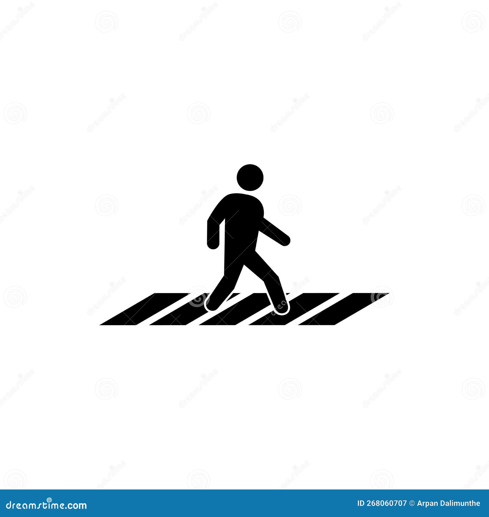 Zebra crossing vector icon stock vector. Illustration of child - 268060707